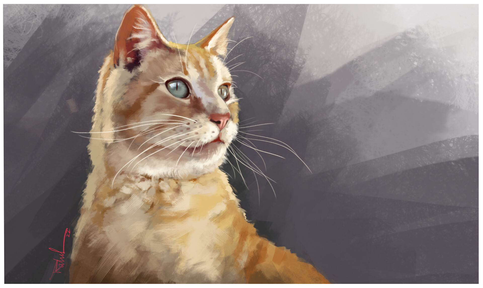 ArtStation - cat digital painting