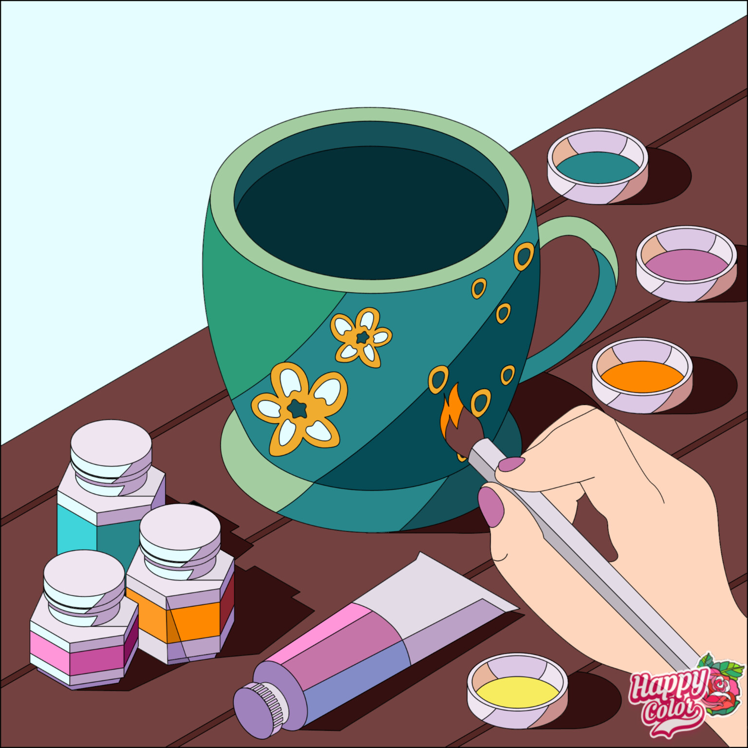 ArtStation - Color Mug Flower 🌸🌹
