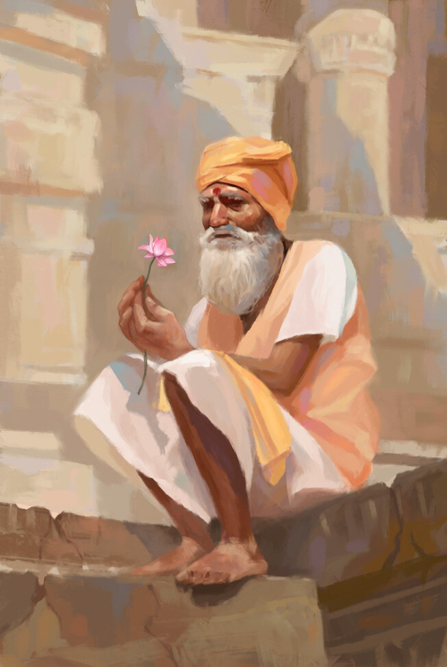 ArtStation - Yogi with a flower