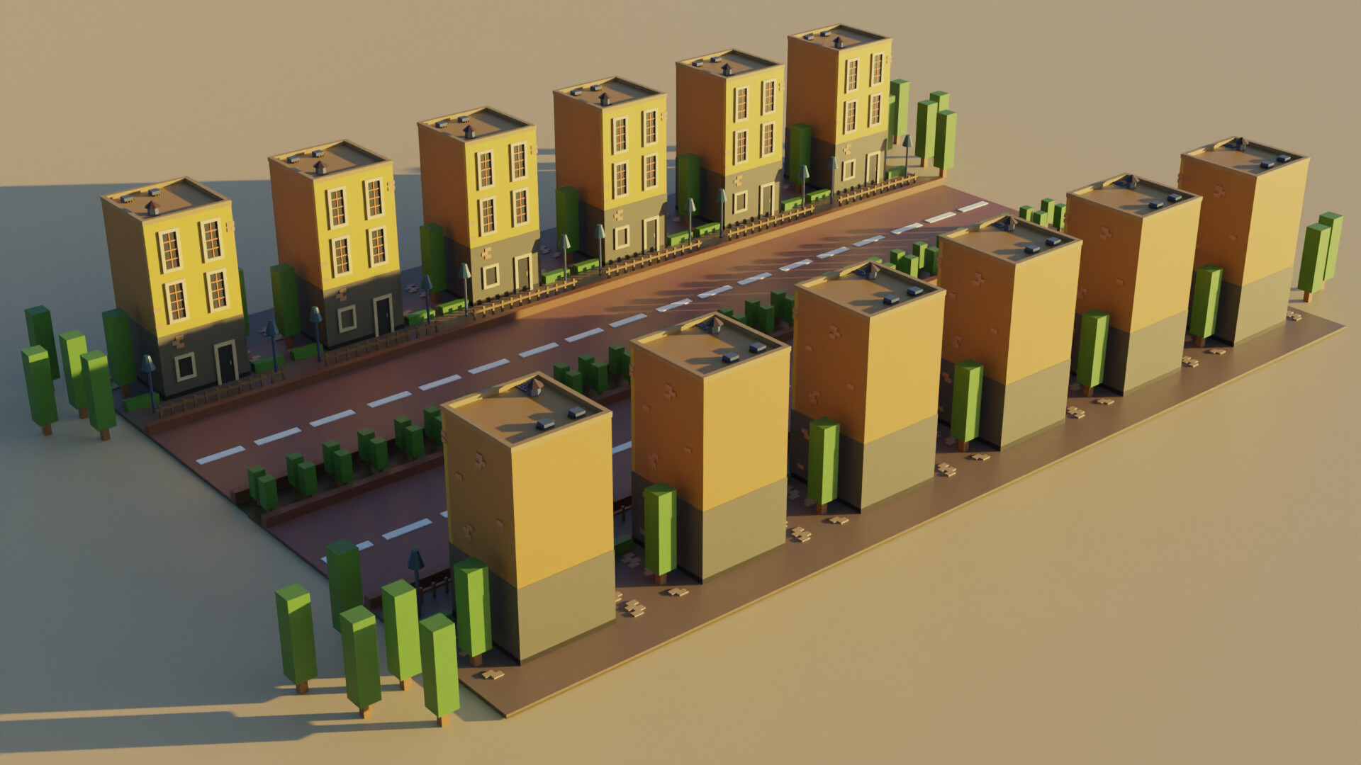 ArtStation - Blocky city for a hyper casual game or something