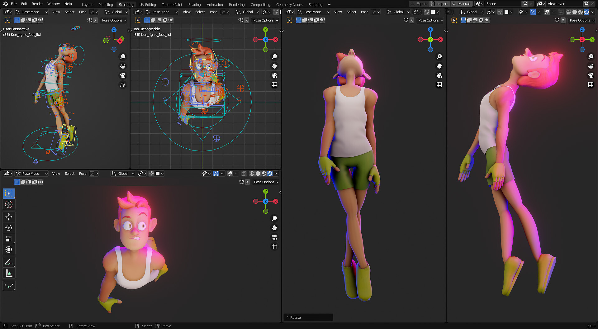 Phong Ly - Posing character in Blender 3.0