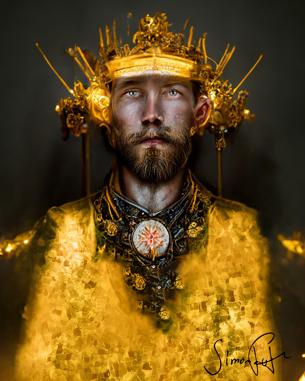 ArtStation - Golden King with a Crown on a golden Throne | Digital Artwork