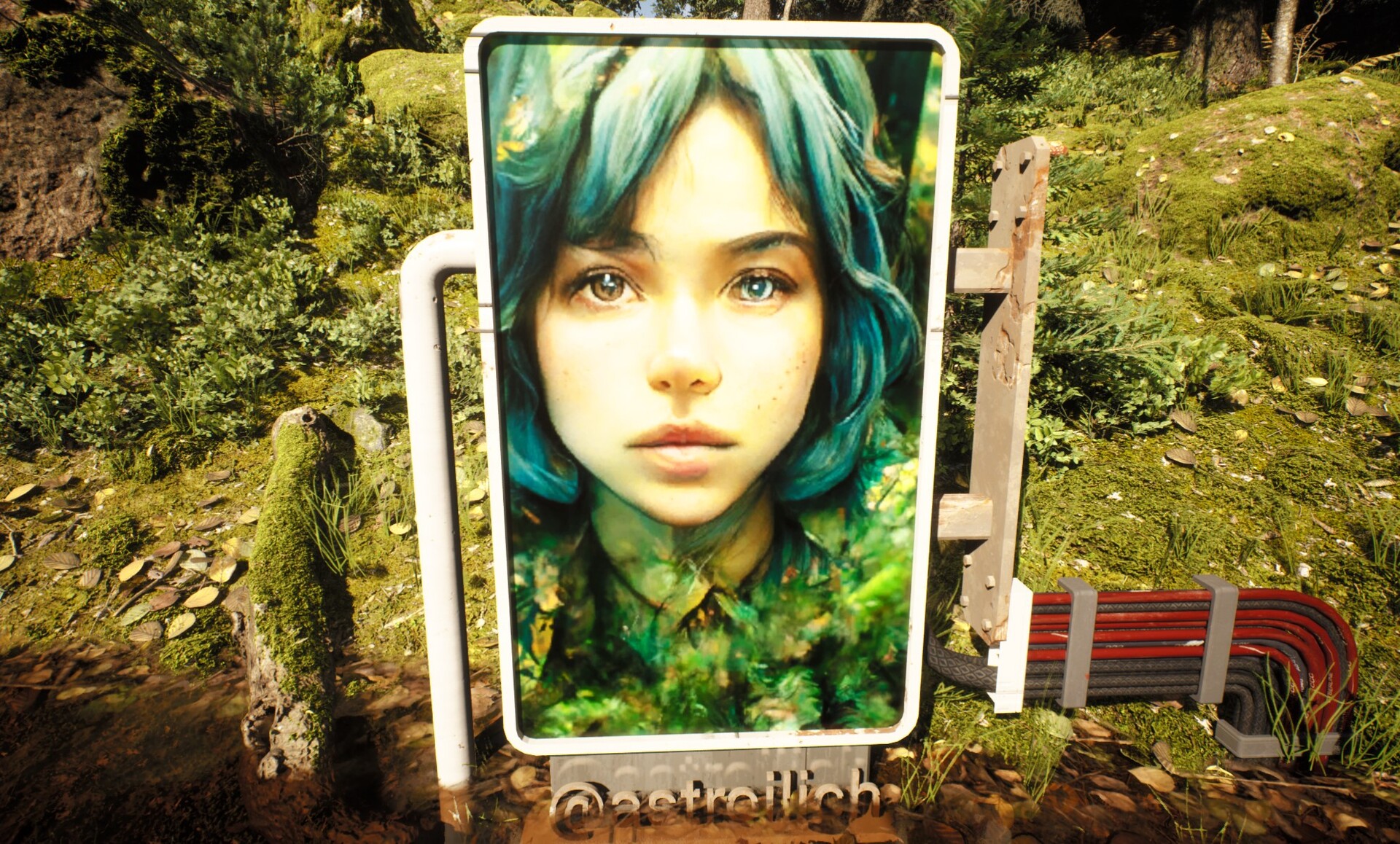 ArtStation - Series CyberPunkForest: Girl in the Billboard