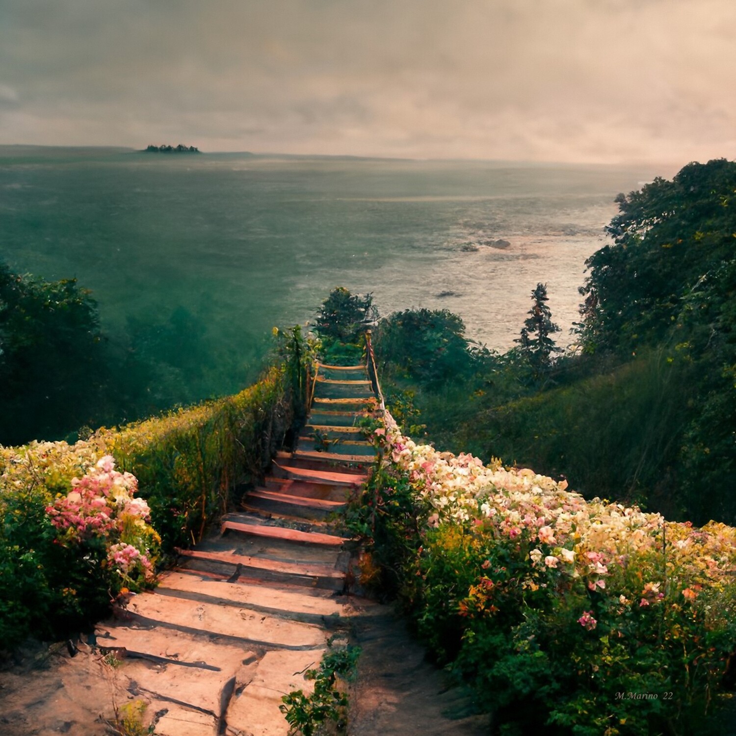 ArtStation - Stairways to the lake view