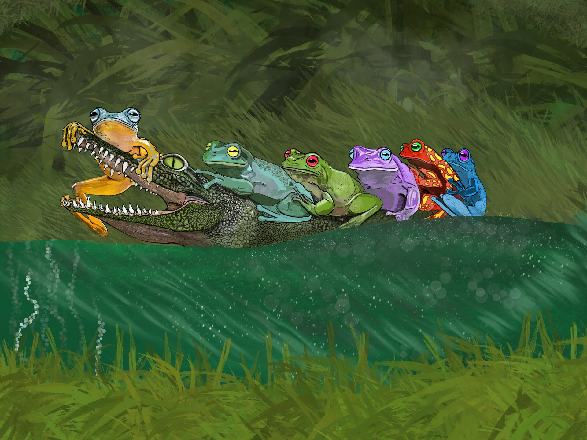 ArtStation - Hitchin’ a ride in the river