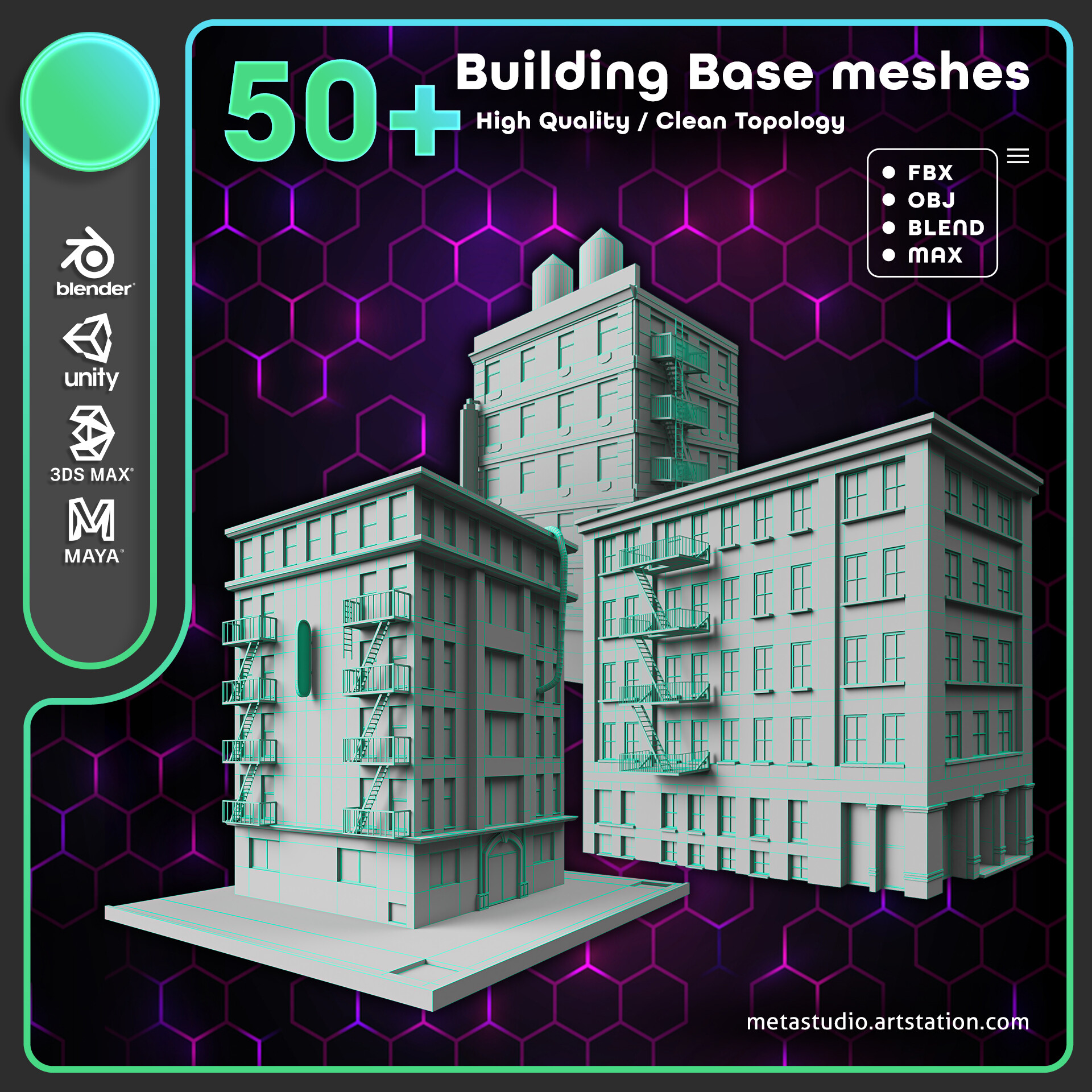 ArtStation - 50 Building BASE MESH