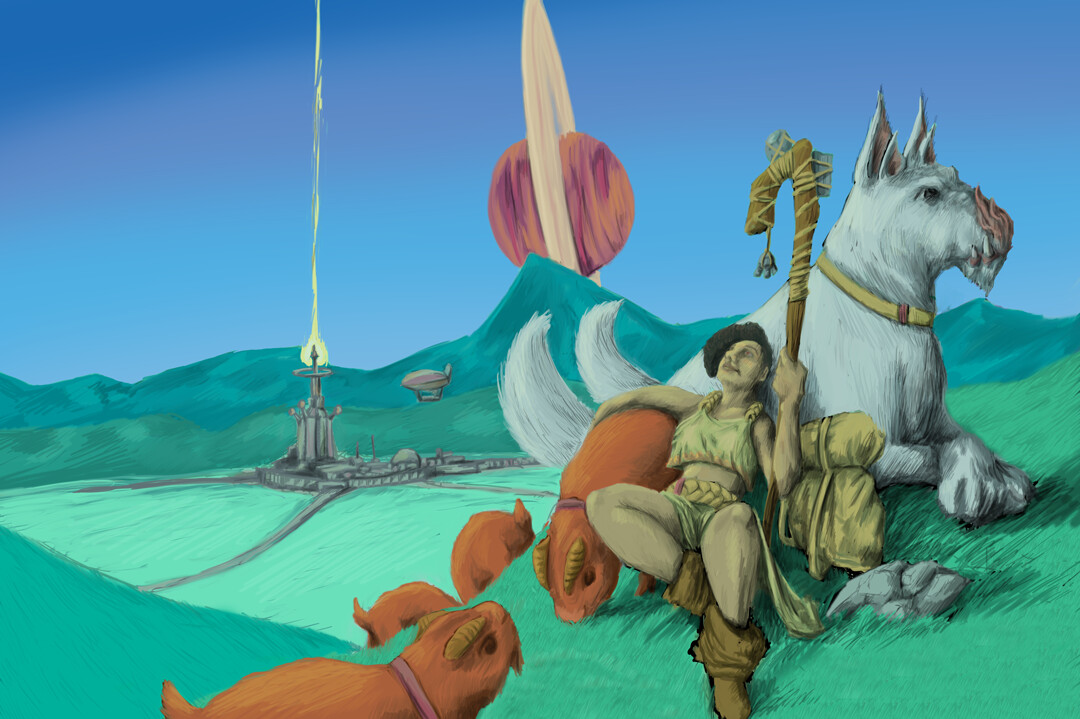 ArtStation - Herding space goats on the 9th planet