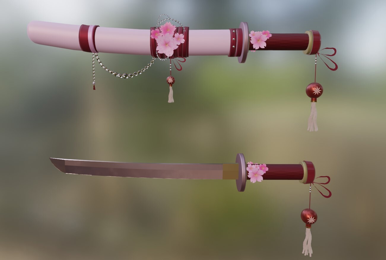 ArtStation - Stylized japanese wakizashi