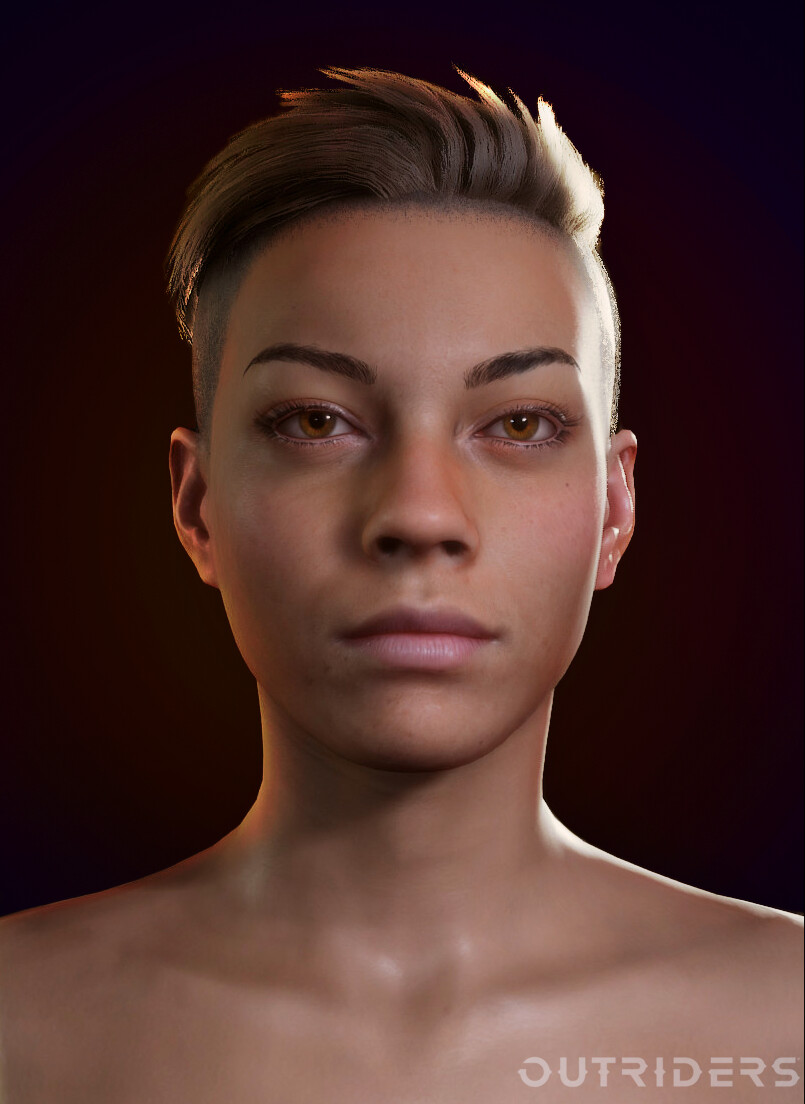 Dmytro Pediash - Texturing, female head, Outriders character customisation