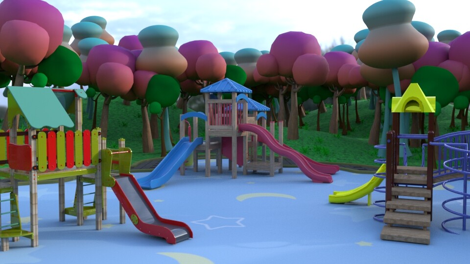ArtStation - cartoonish park for video animation