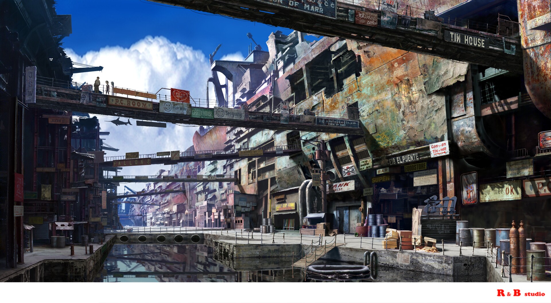 ArtStation - Cyberpunk Bridges at Daytime (animation background ...