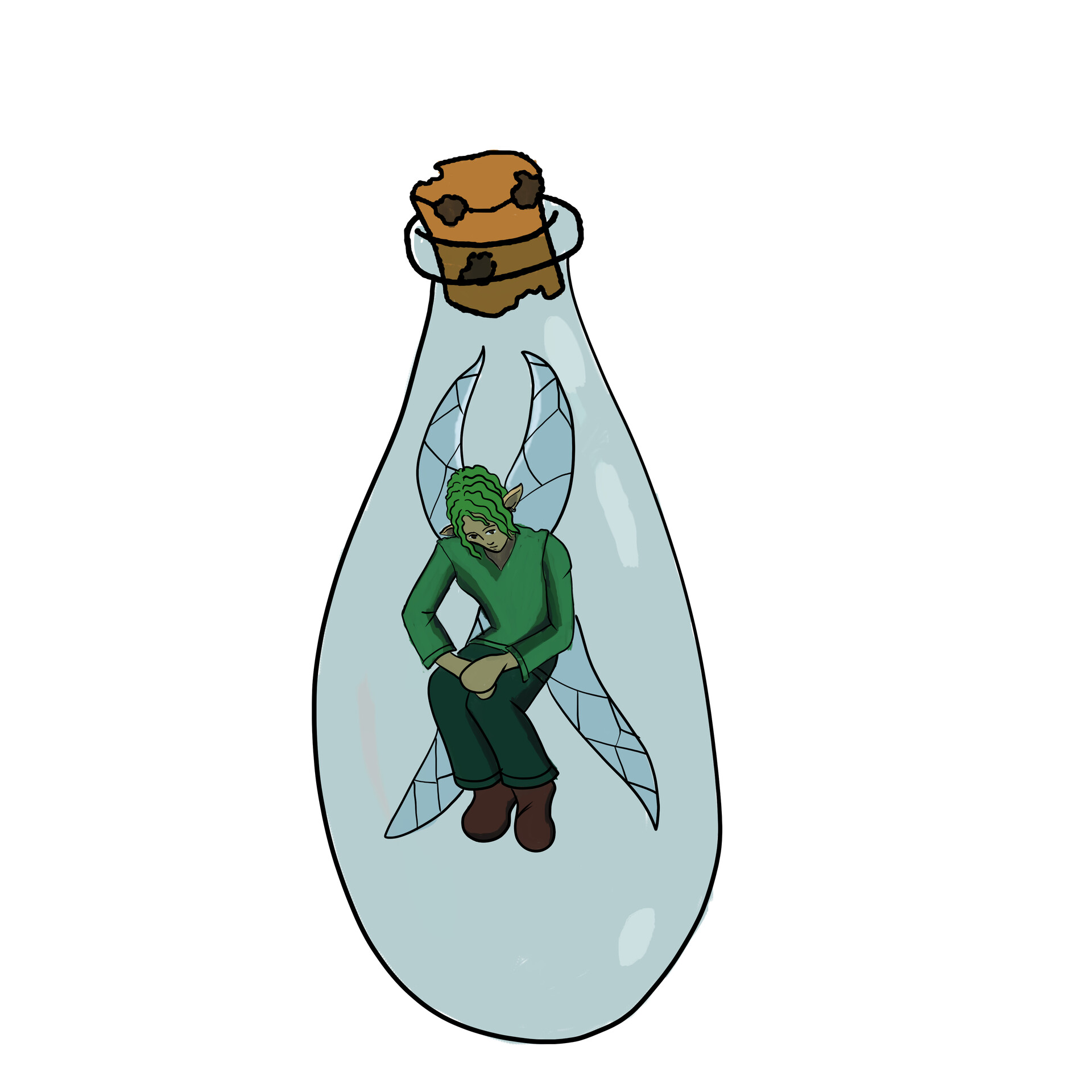 ArtStation - A drawing of a Fairy in a Bottle