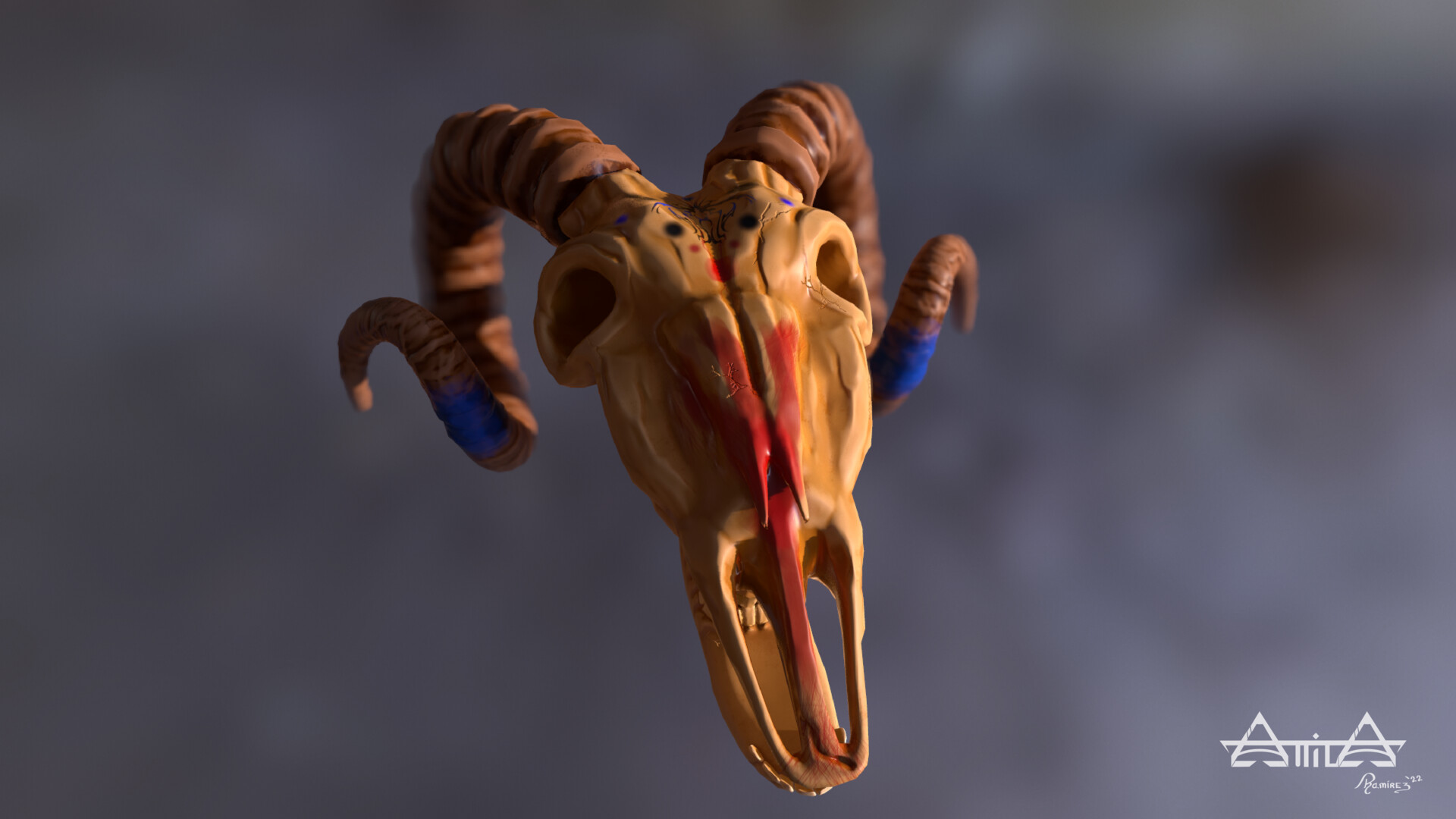 Pedro Ramírez (@attila_ramirez_art) - Goat stylized skull