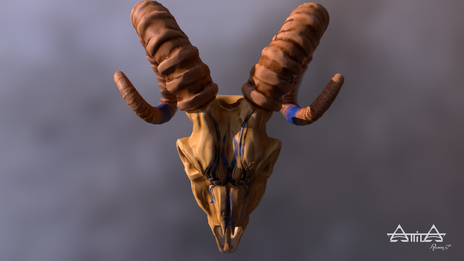 Pedro Ramírez (@attila_ramirez_art) - Goat stylized skull