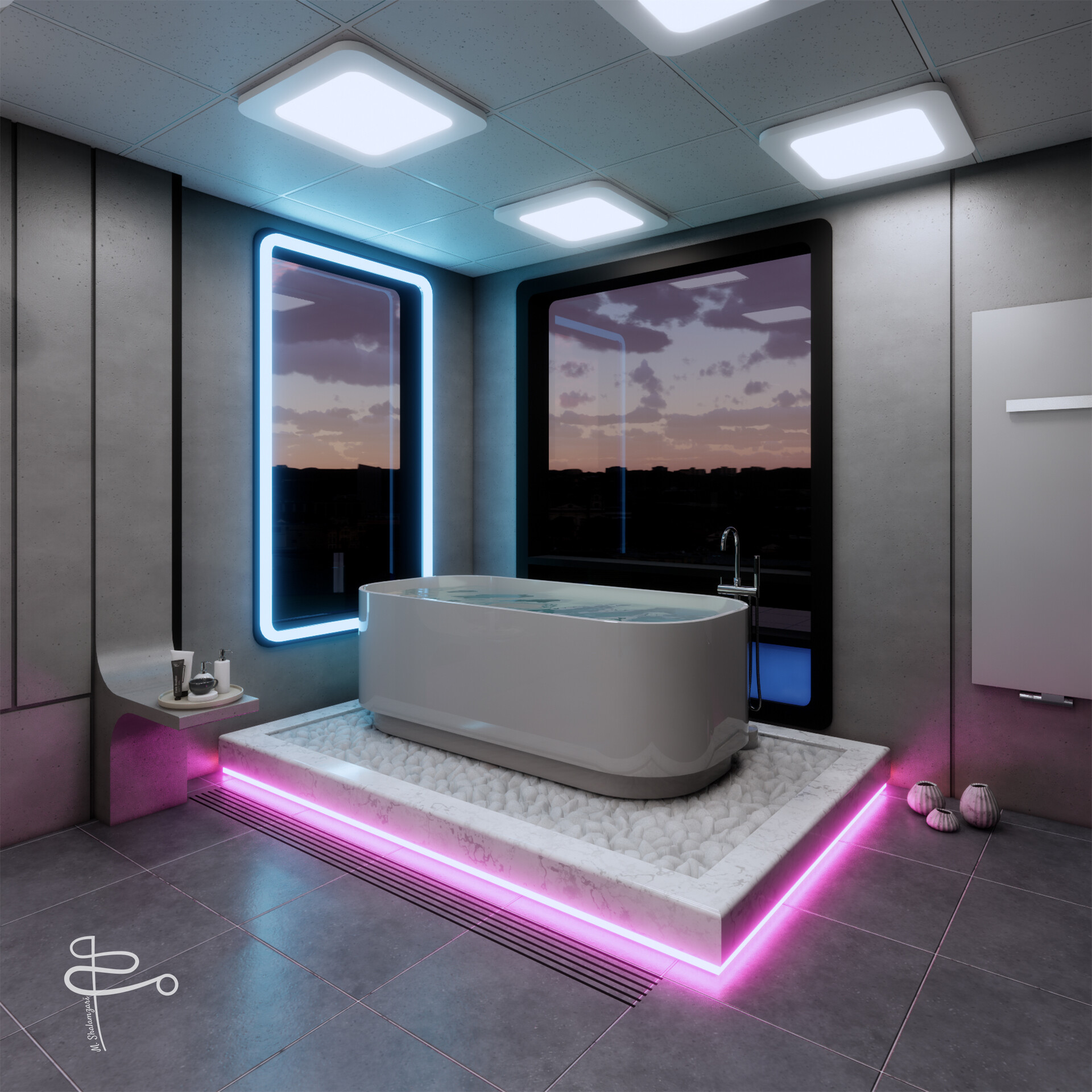 ArtStation - Cyber punk bathroom