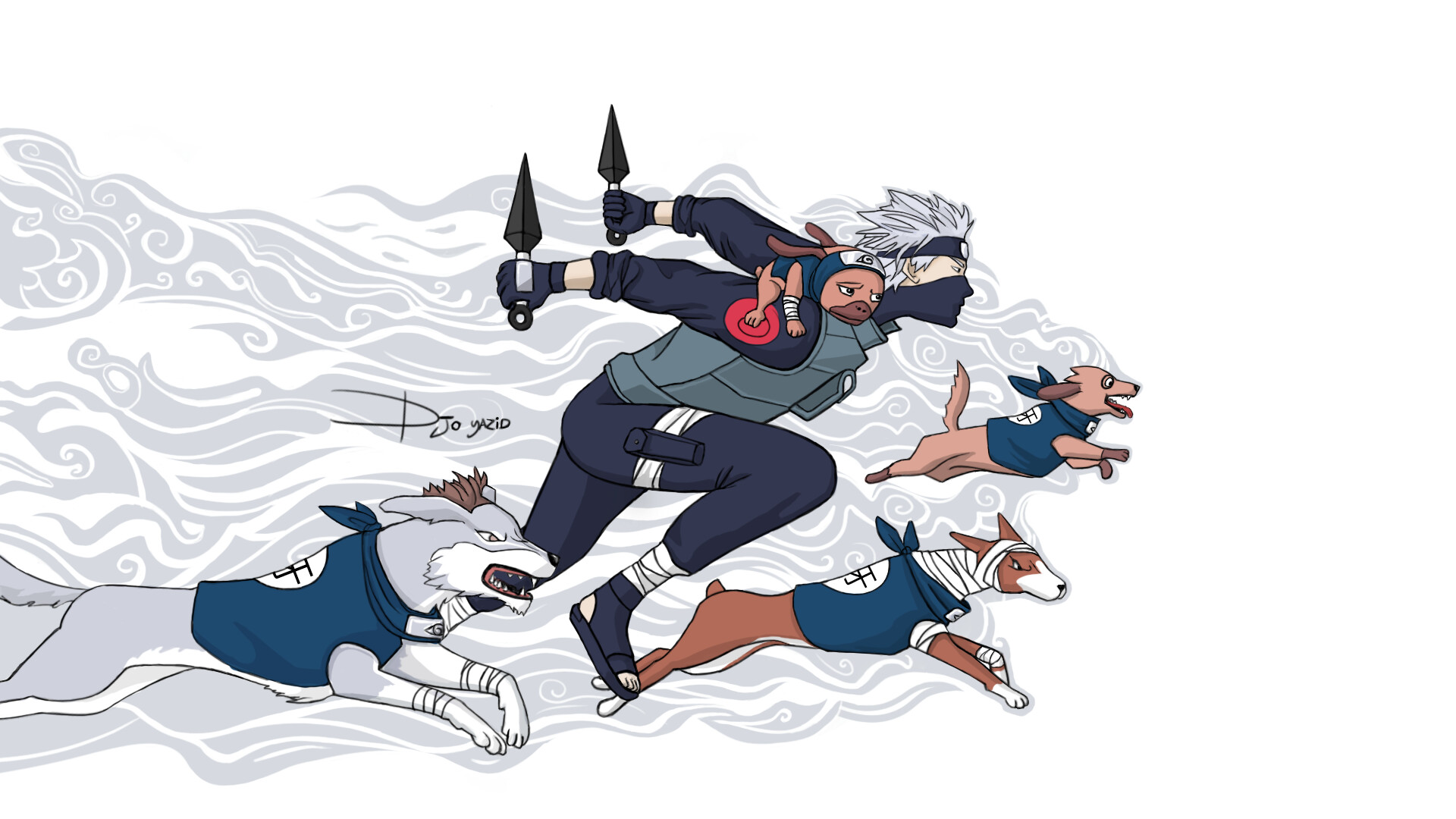 ArtStation - Kakashi and the Ninja Doggos _ by Djo Yazid