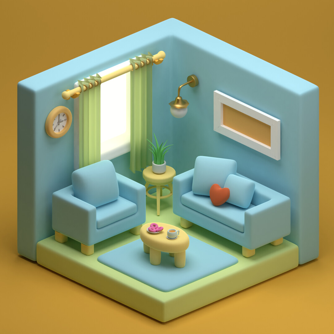 ArtStation - First 3D living room