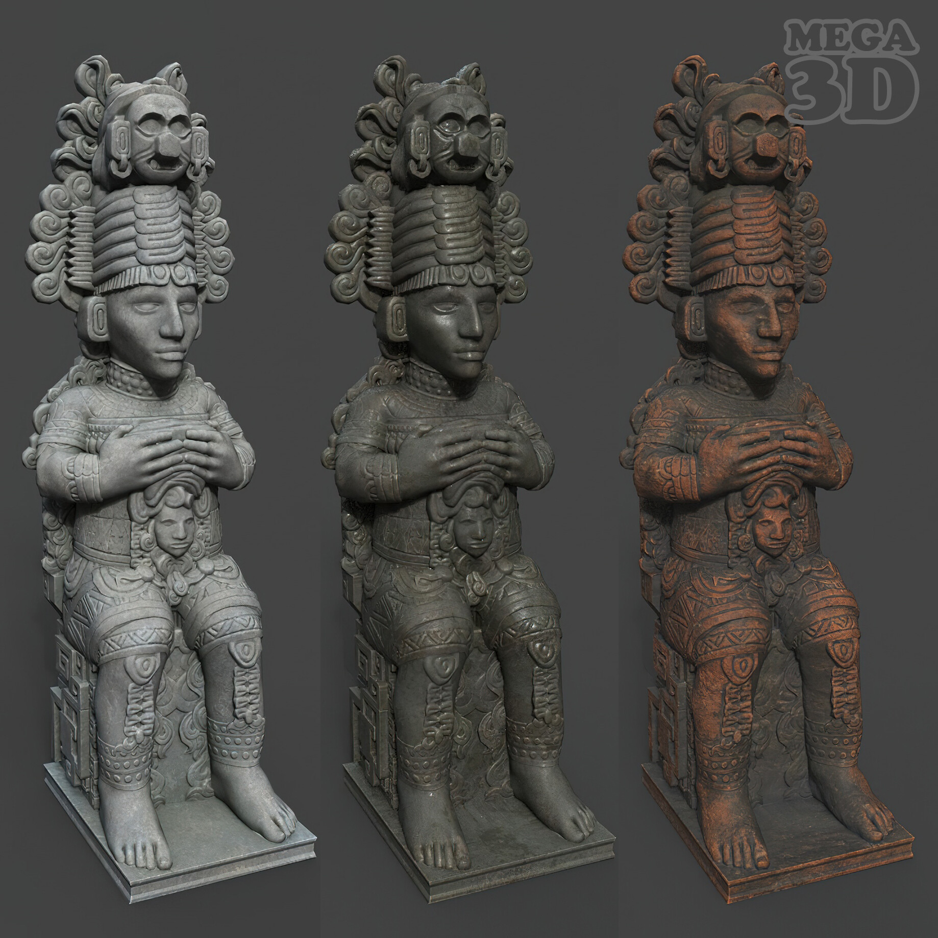 3D Models by 3D Landscape - Mayan Inca Aztec Statue 220822