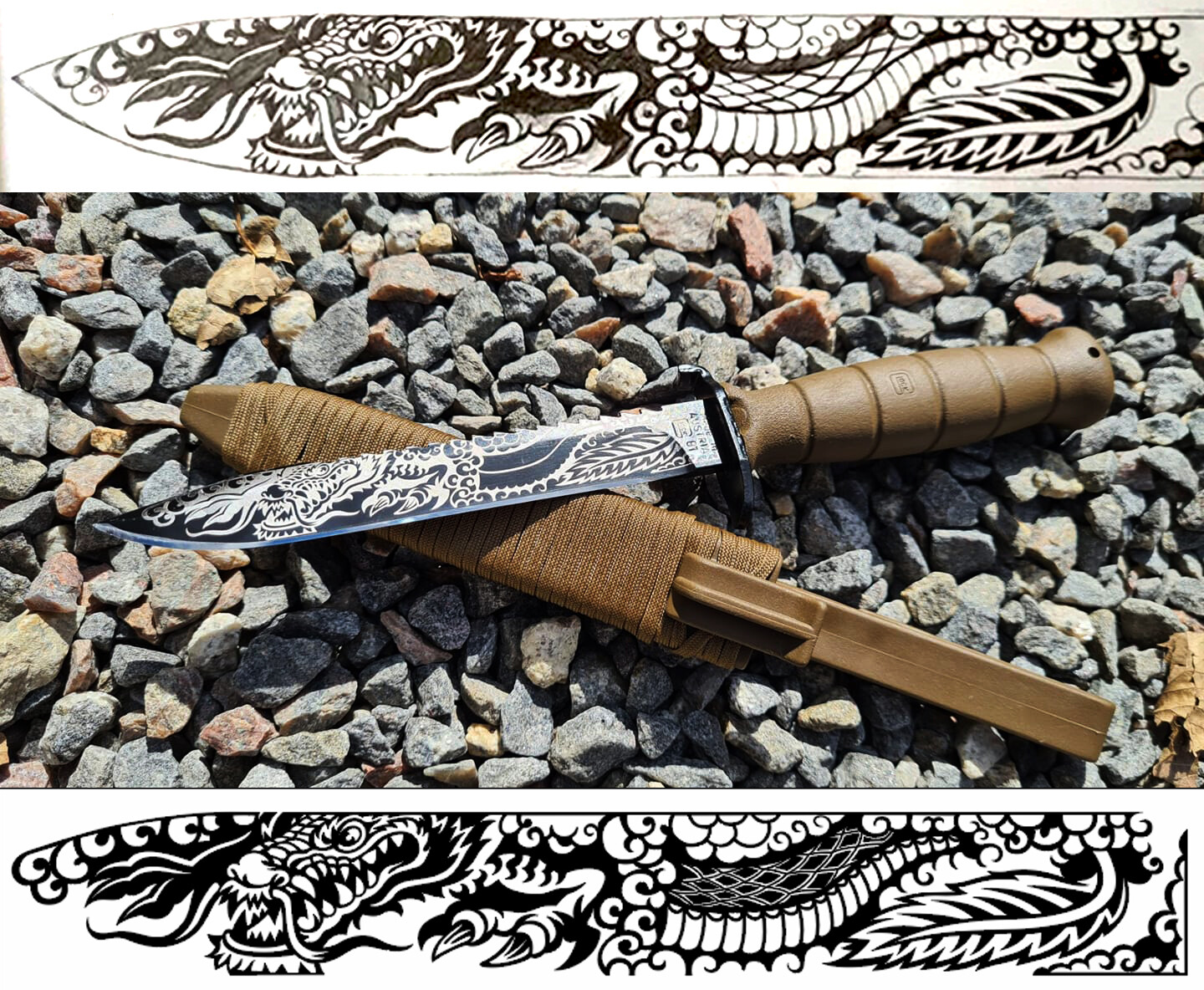 Bohdan Petrushko - Design for two knives. Skulls and dragons for laser ...