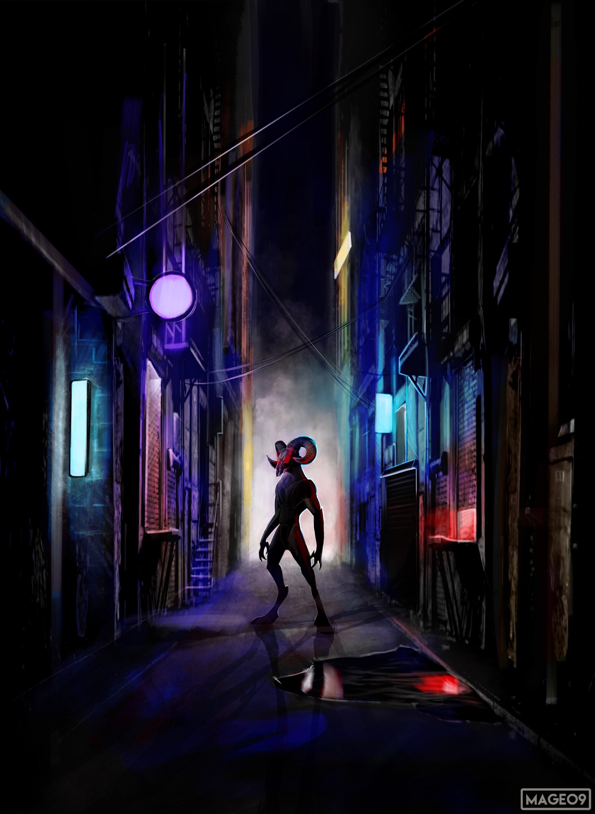 ArtStation - Dark side of alleyway
