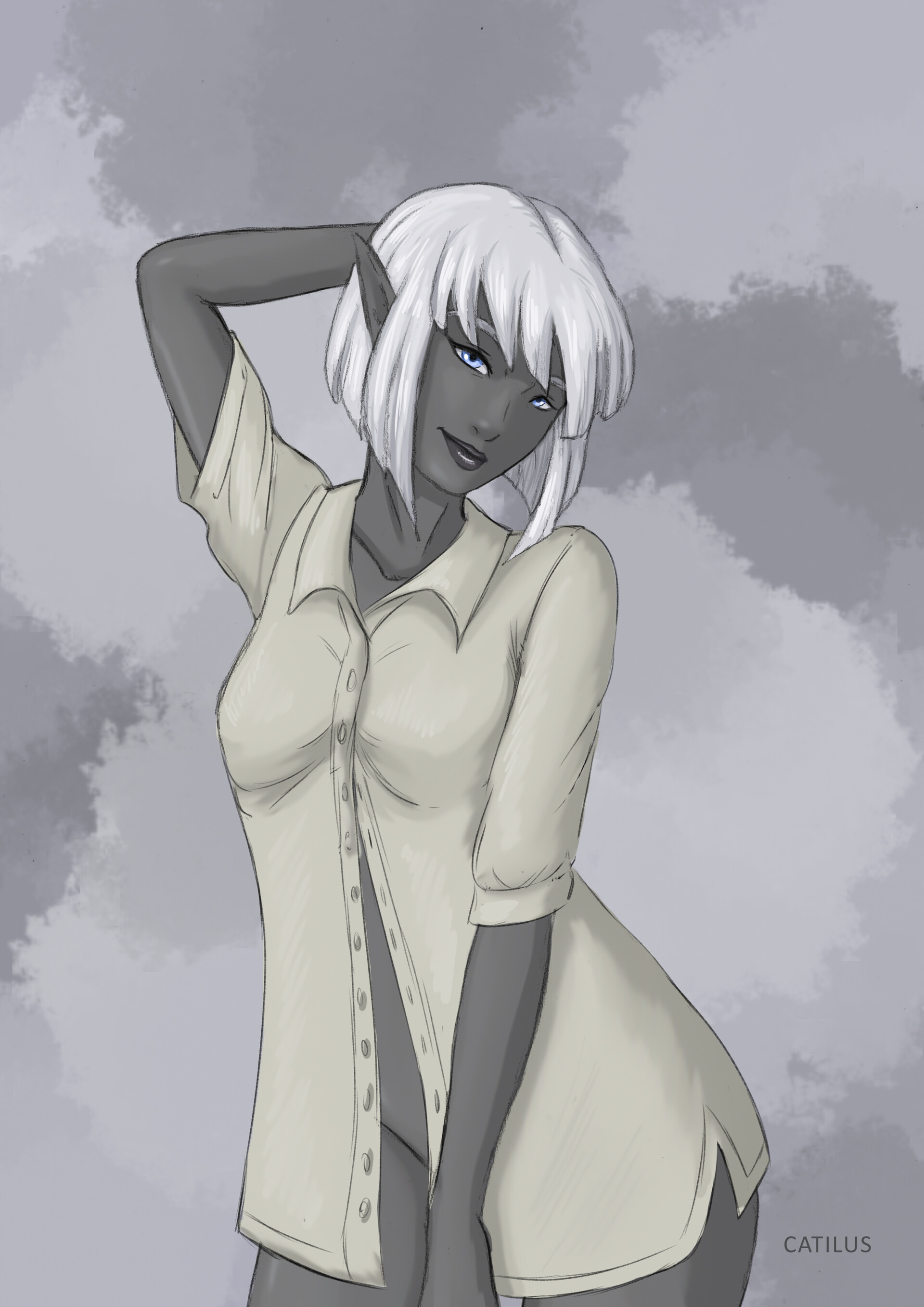 ArtStation - Vix, Half-Dark Elf Warlock and Sorceress – D&D Character