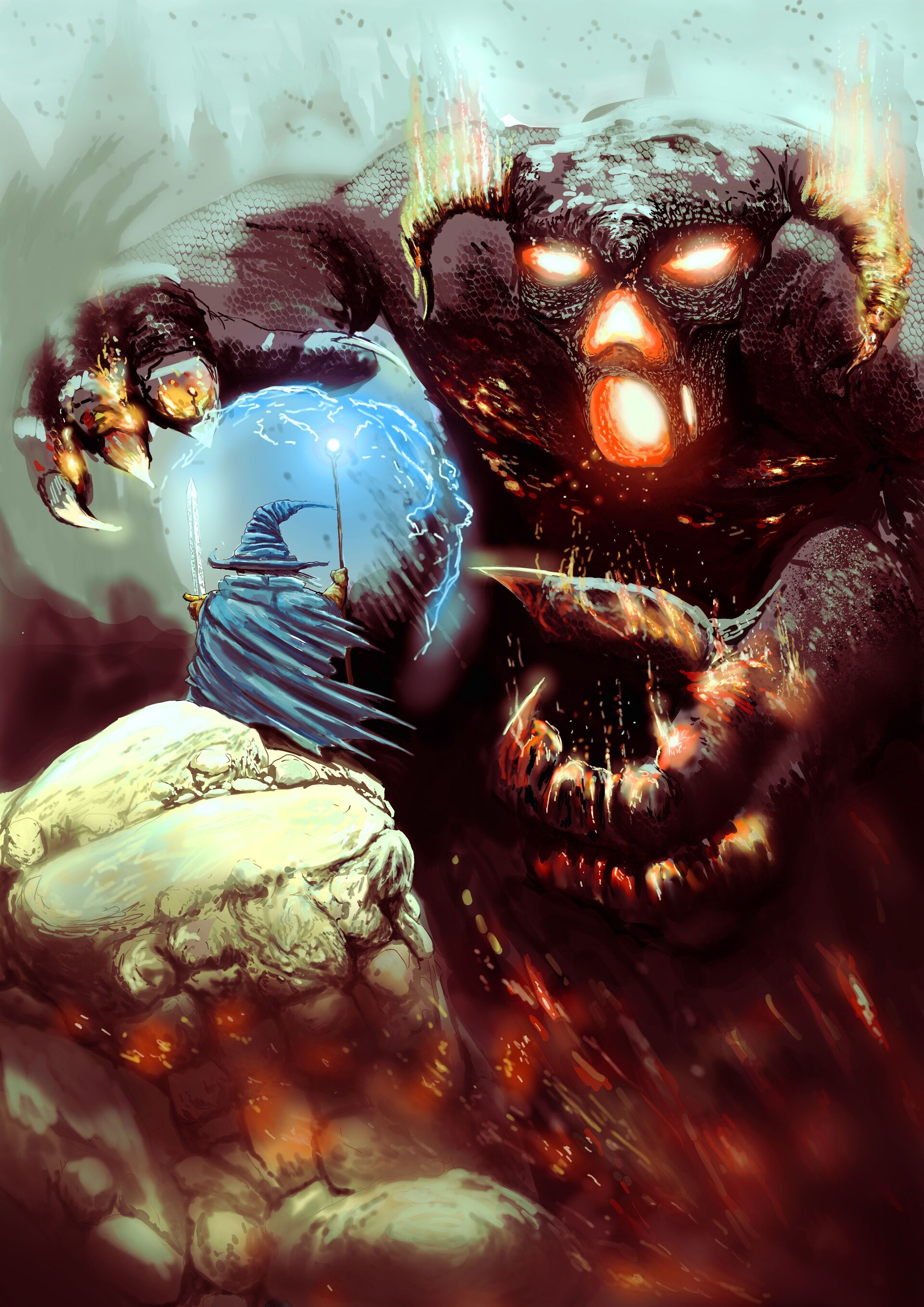 ArtStation - Gandelf fights the Balrog