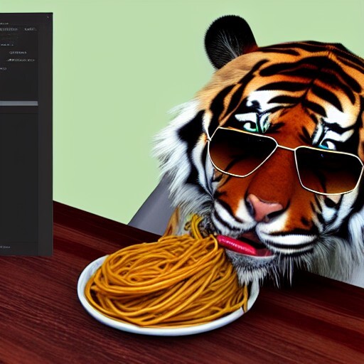ArtStation - Tiger eating spaghetti