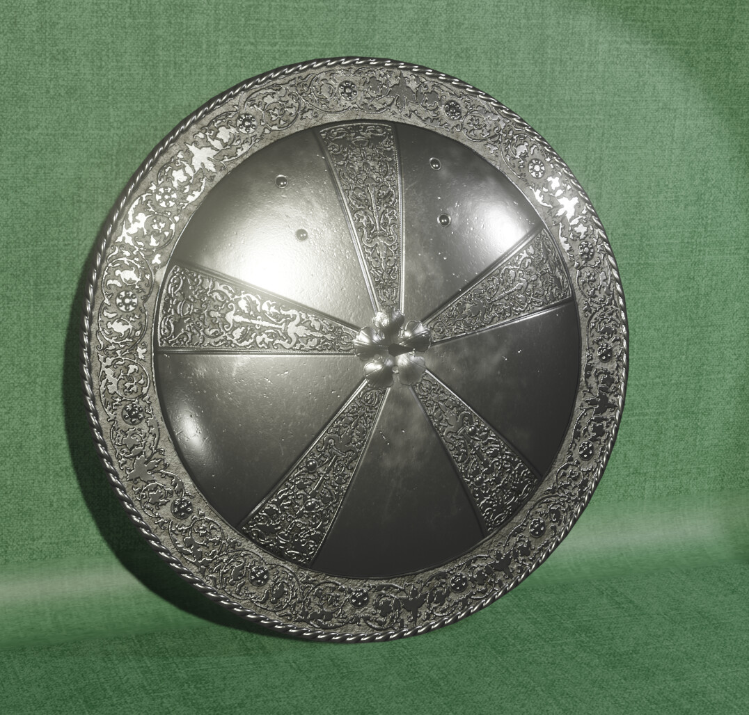 Viktor Bespalko - Medieval round shield "Rondache" 16c with engraved ...