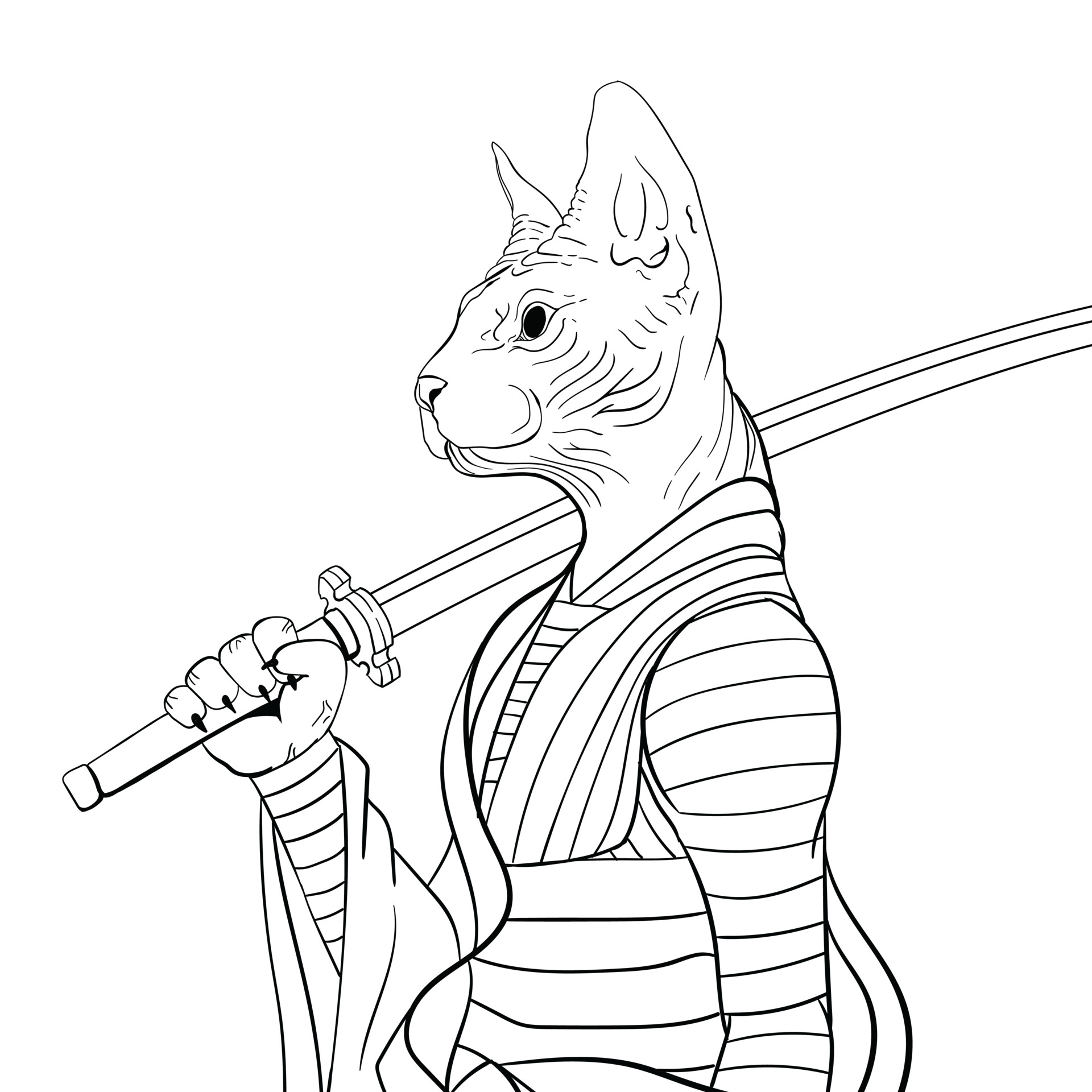 samurai cat coloring pages