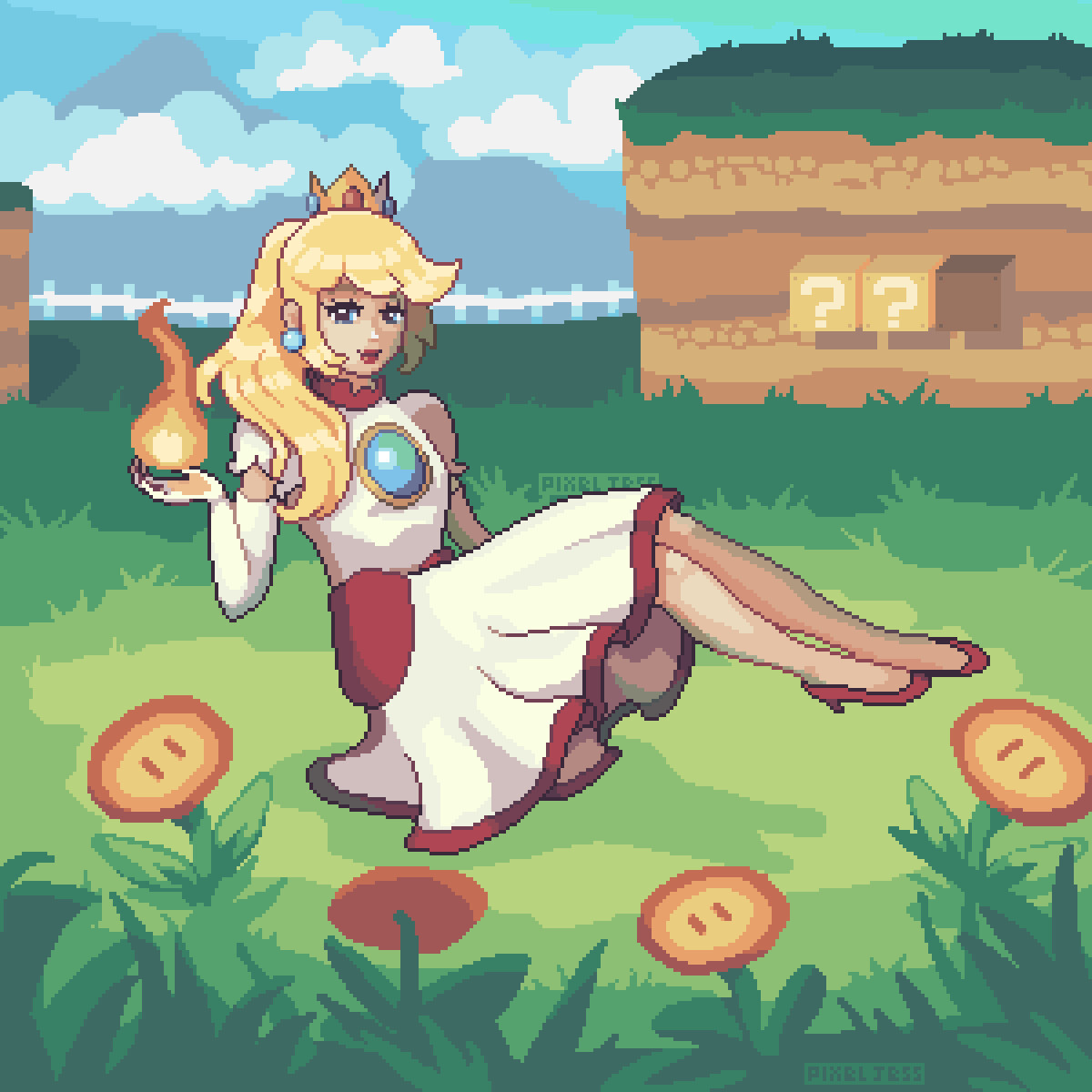 ArtStation - Fire Flower Peach - Pixel Art