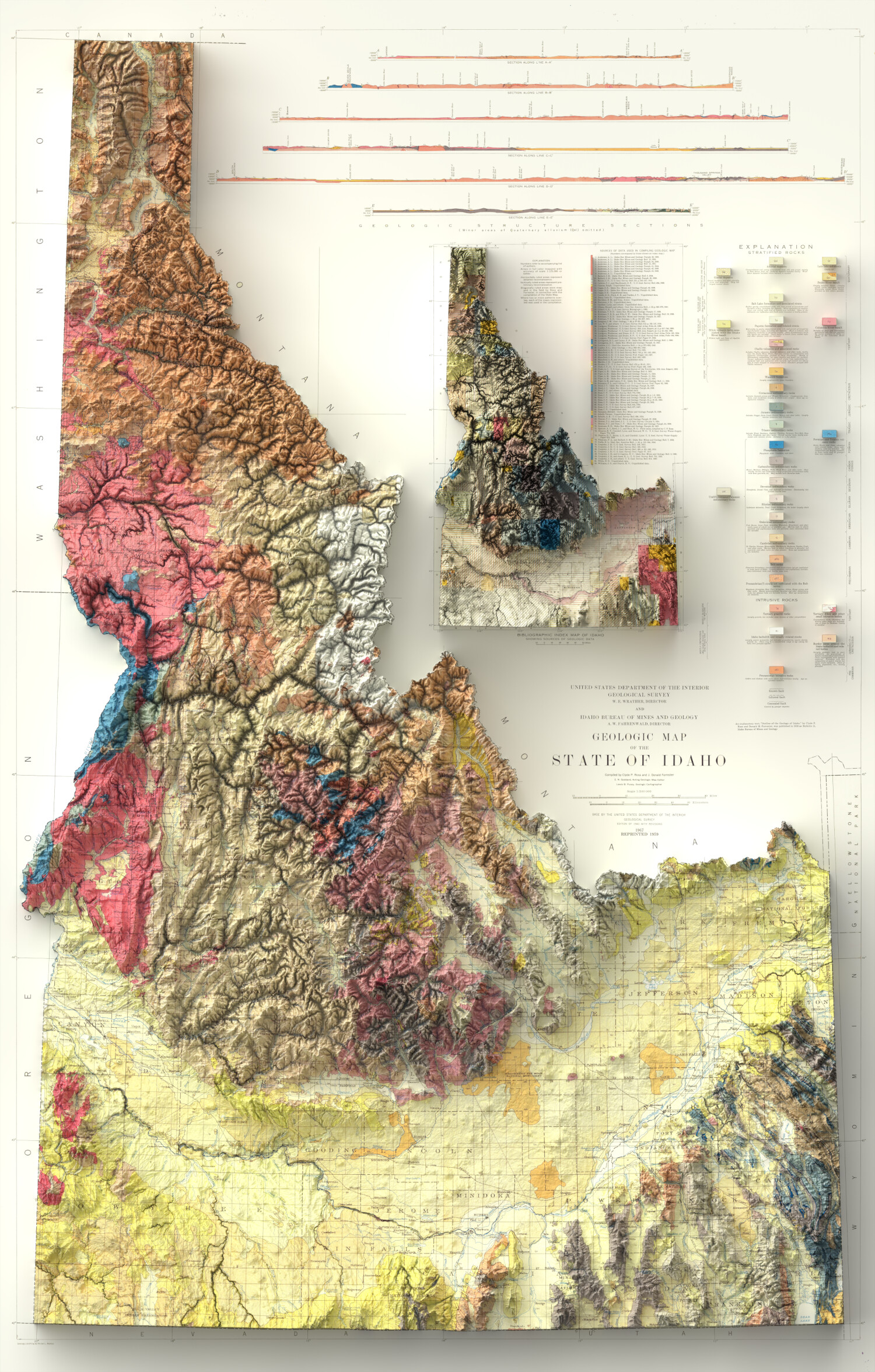 ArtStation - Idaho geological 3D shaded relief map