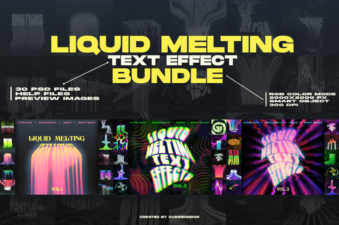 Cursedesign - Liquid Melting Text Effects Bundle