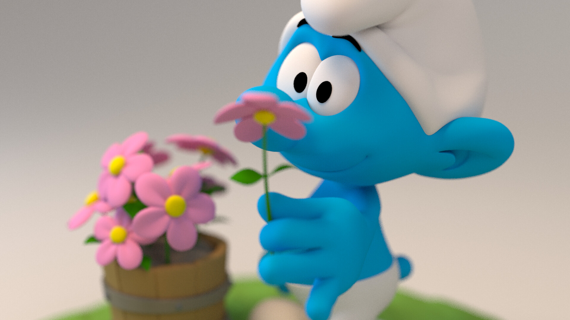 Warren Dowson - Smurf With Flower