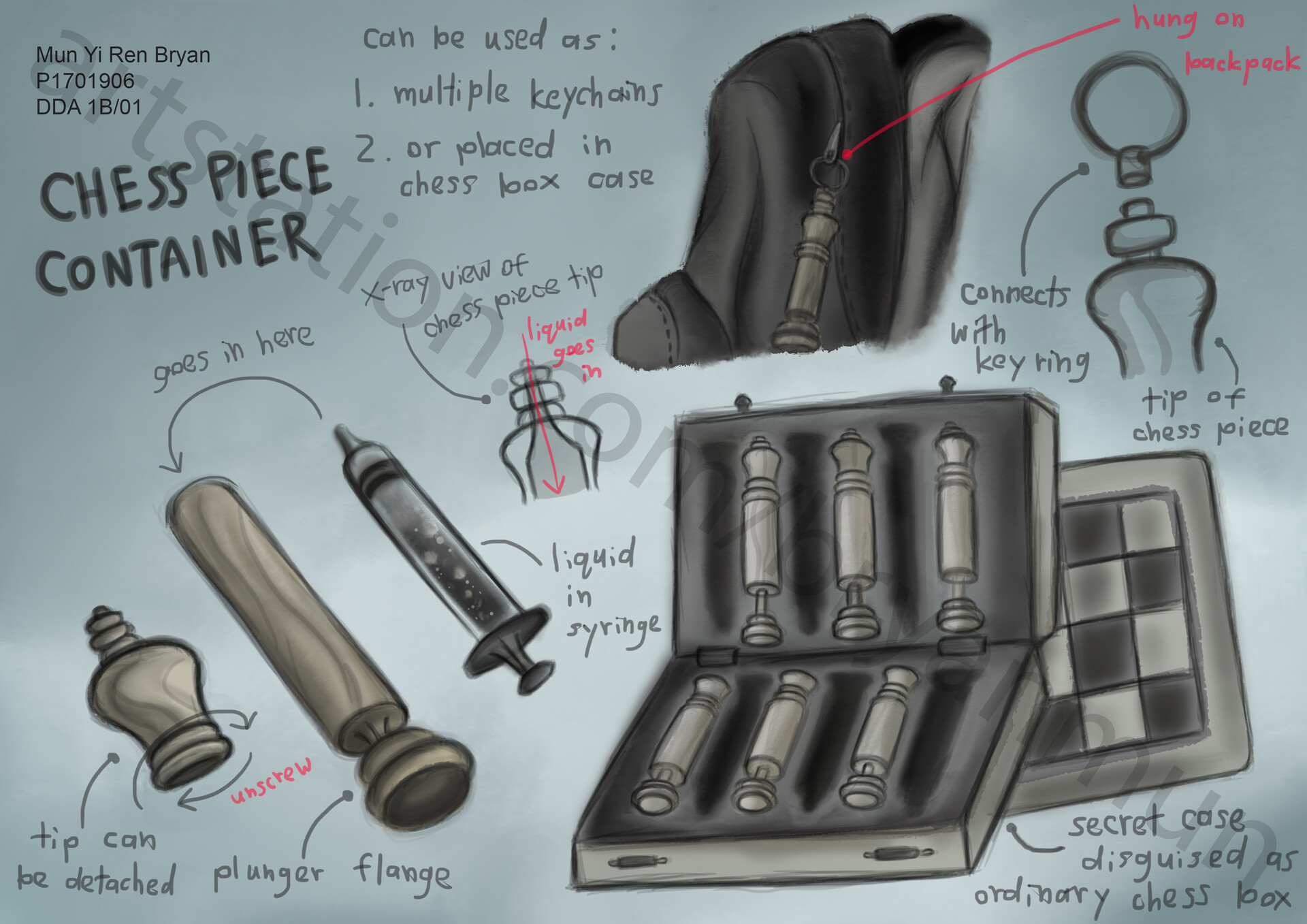 ArtStation - Chess Piece Container Prop Design