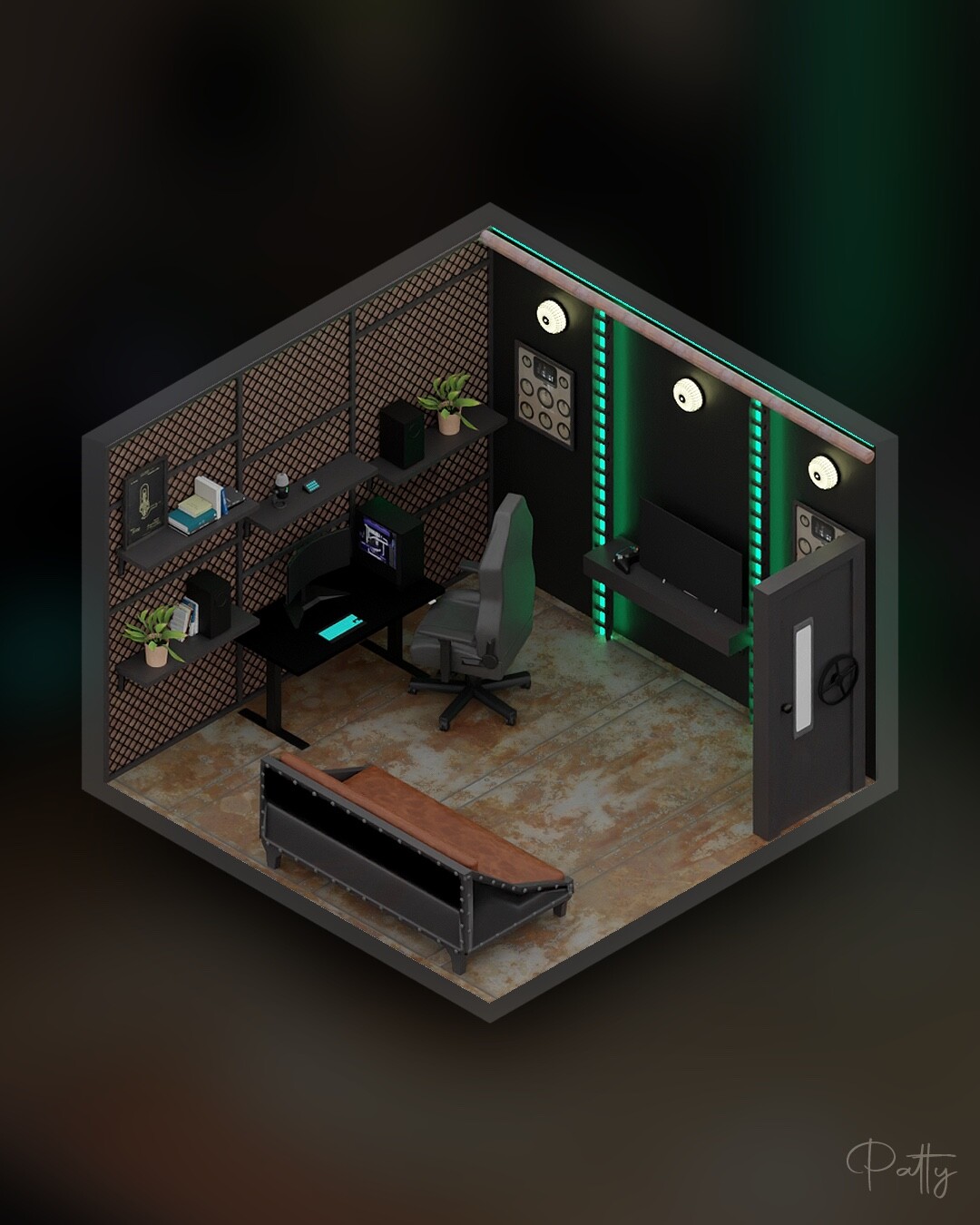 ArtStation - Gaming room in loft style 🙃