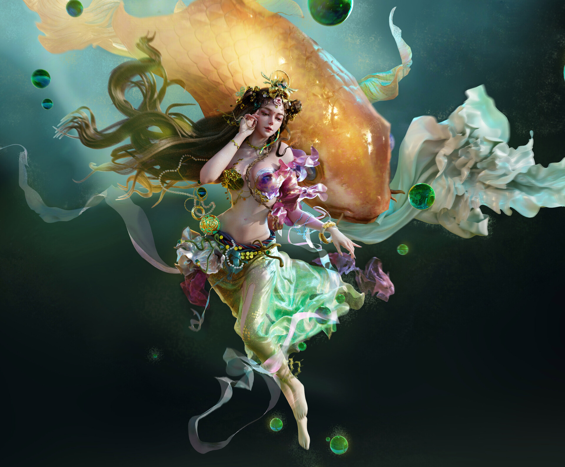 巧课力 CGmomo - 【学生作品】张函碧 --《锦鲤》