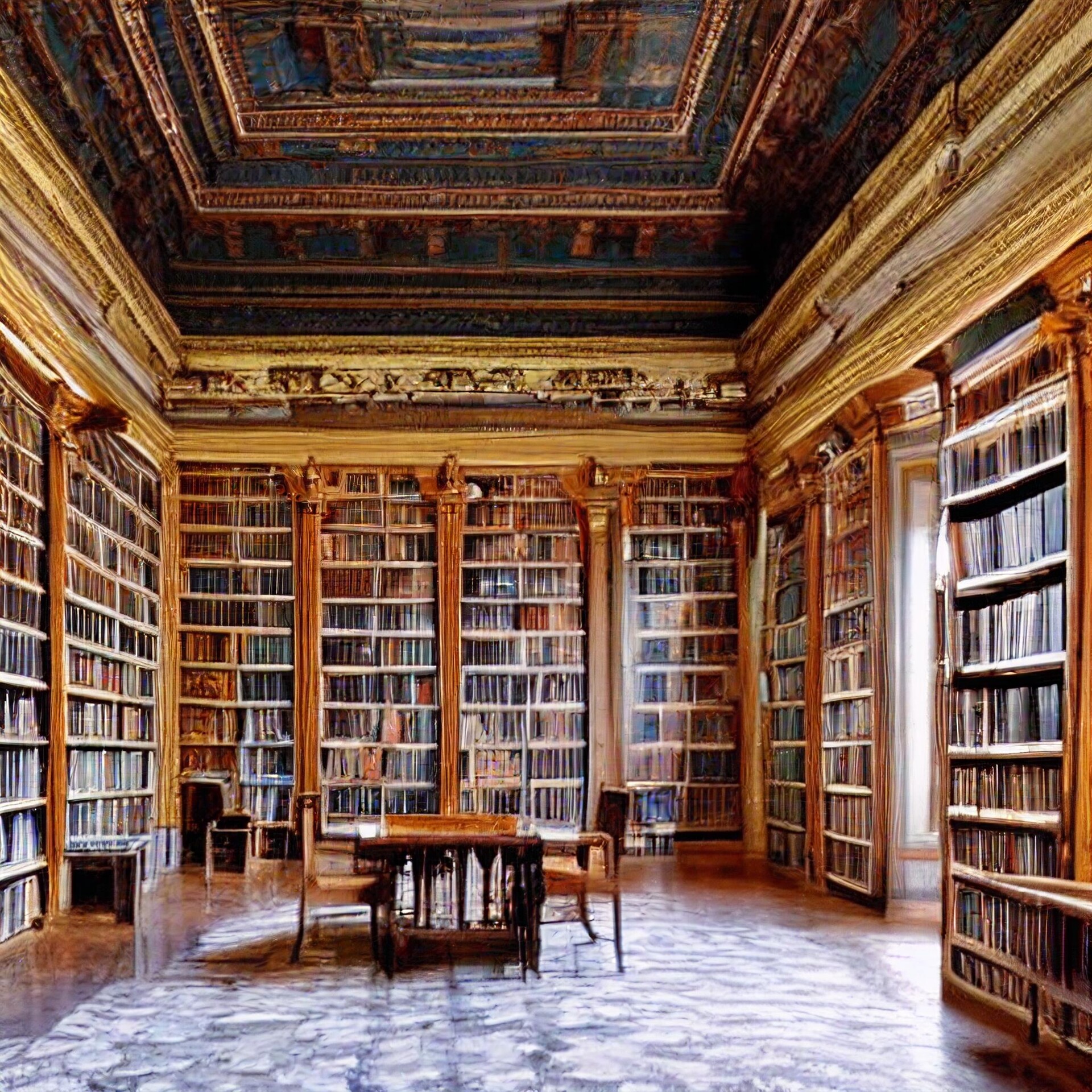 ArtStation - Ancient library in the style of an italian palazzo