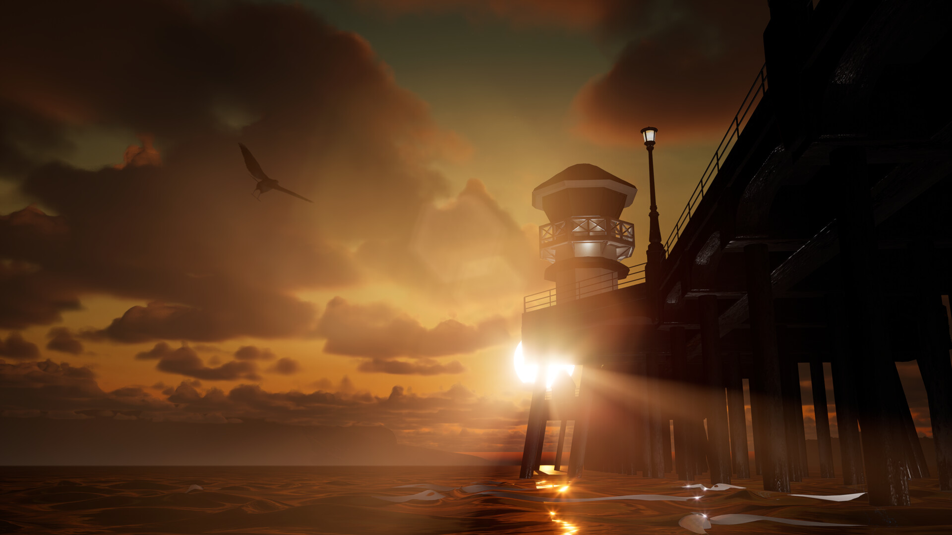 ArtStation - Huntington Beach Pier - 3d Rendering