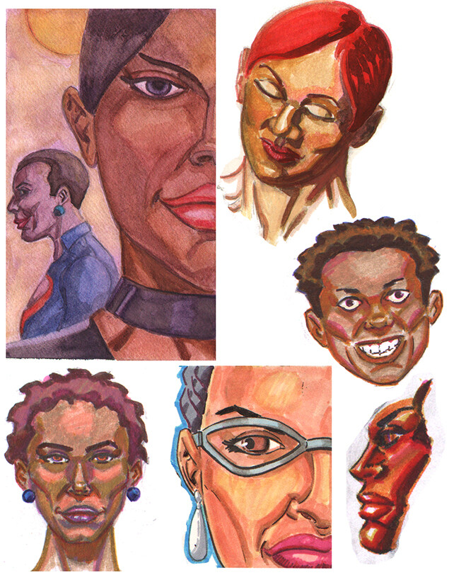 darr mon - FACES--pencil sketches