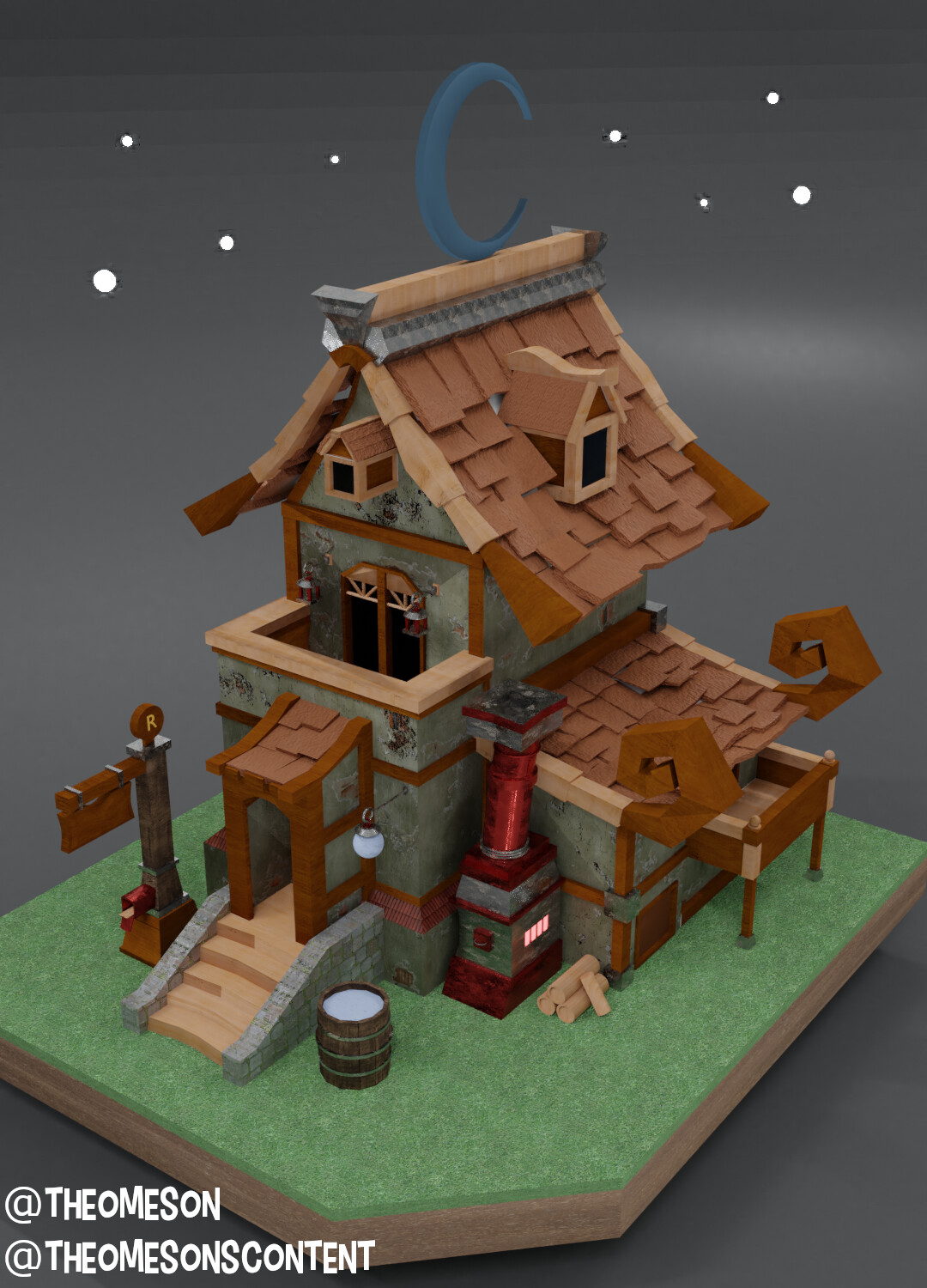 ArtStation - Cartoon MoonLight House