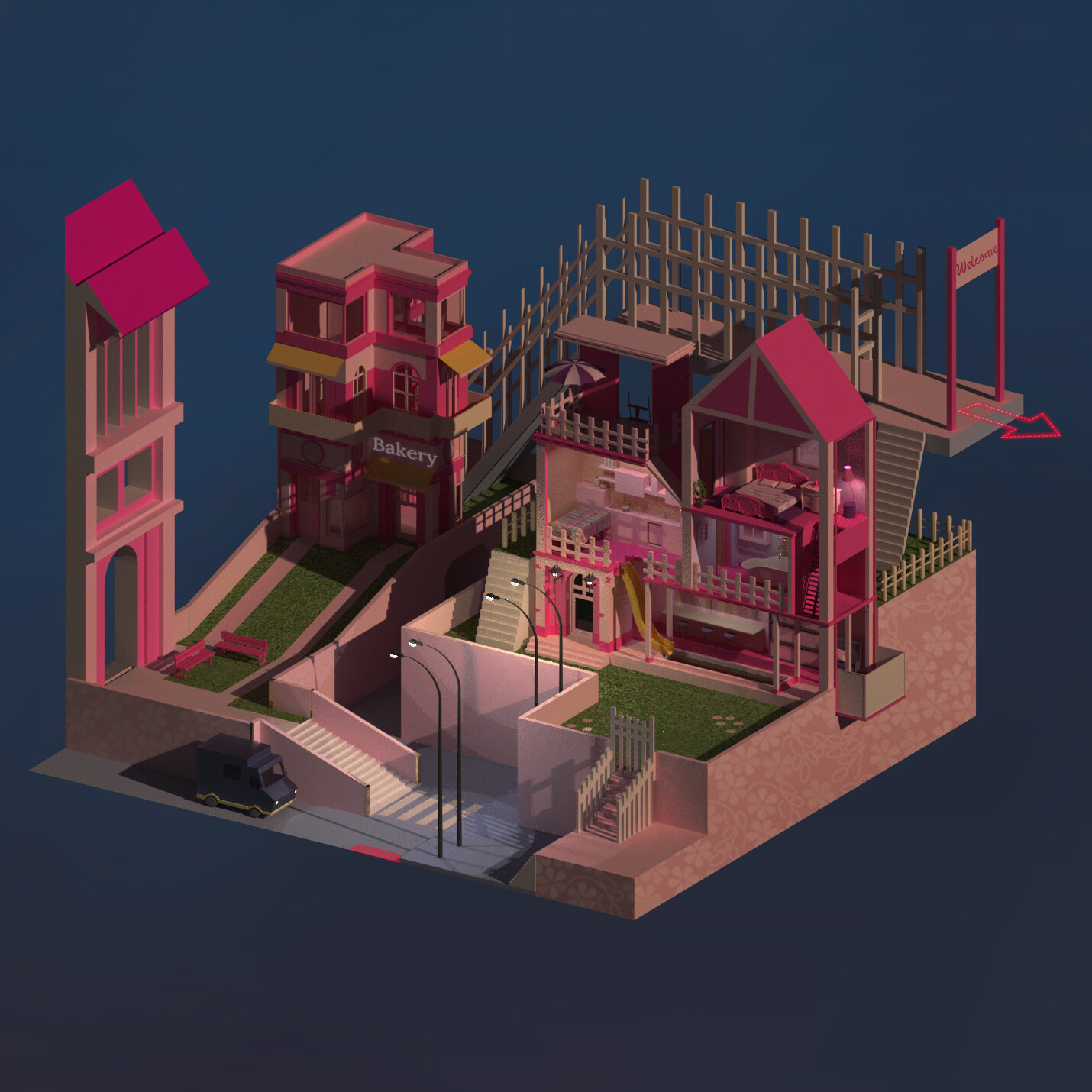 ArtStation - Level design- Barbie Town
