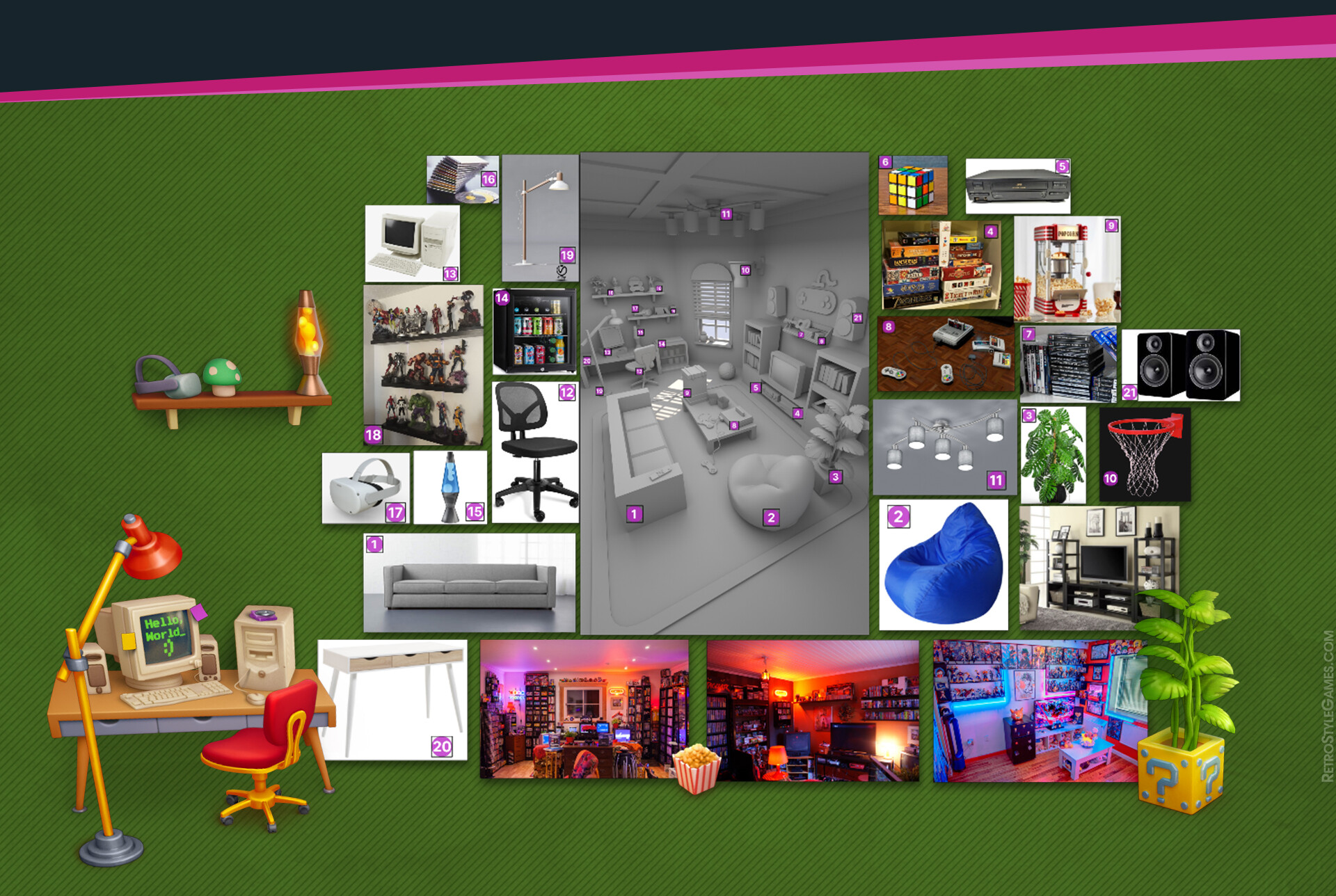 RetroStyle Games - 3D and 2D Modeling & Overpaint – Stylized Dream Room