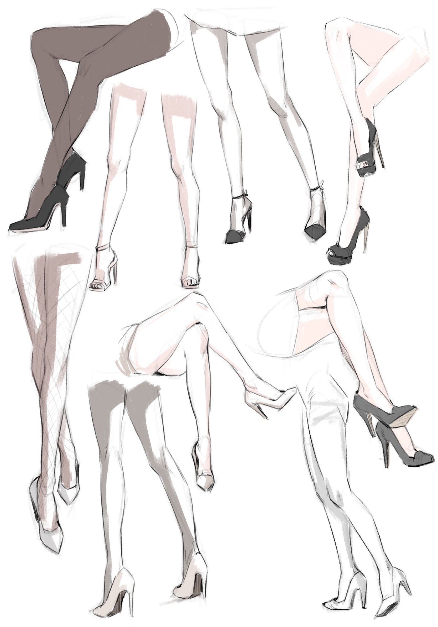 how to draw legs in high heels