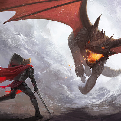 Angel Fighting Dragon