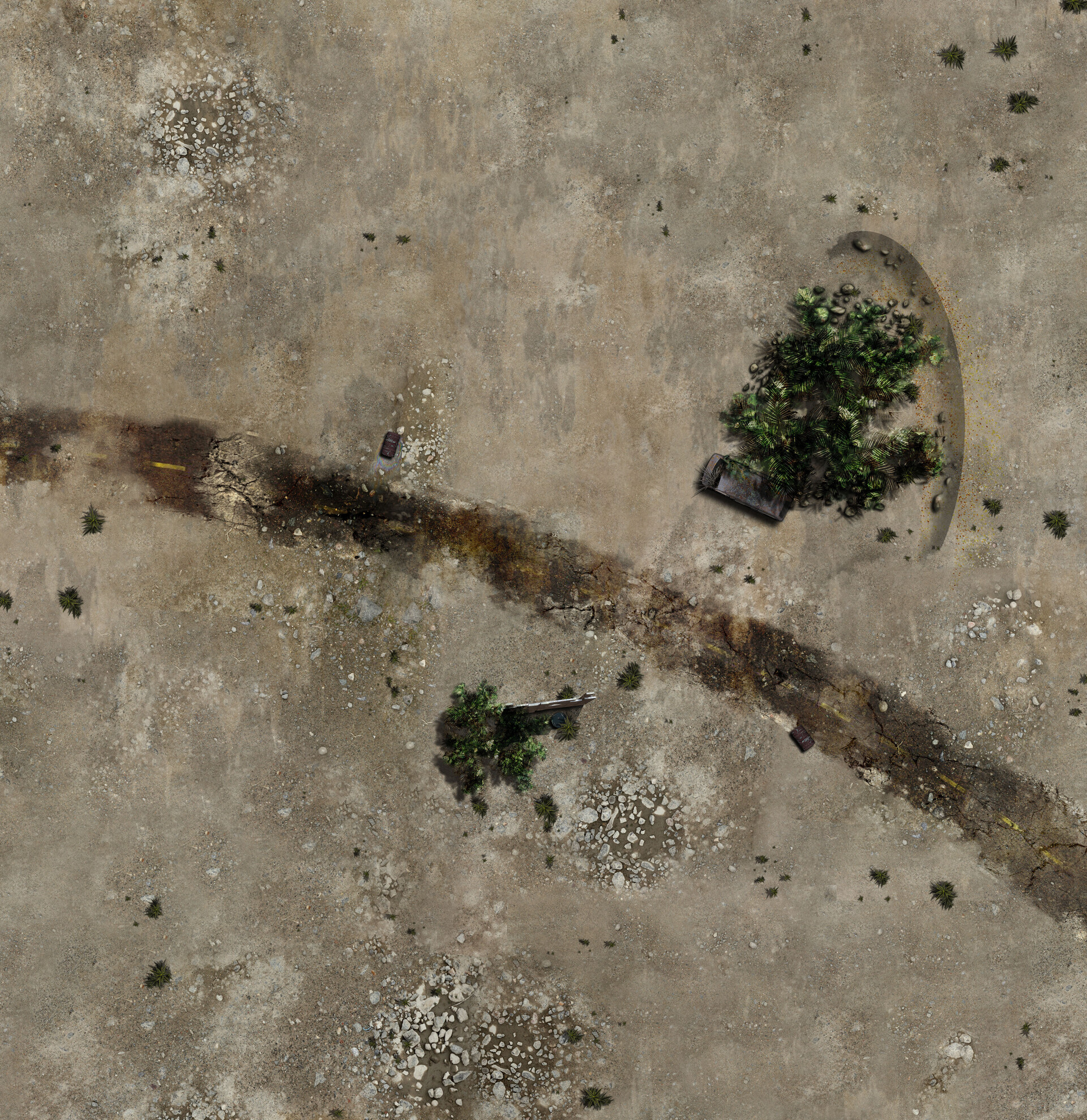 ArtStation - Wasteland Road | Post-apocalyptic Battle Map
