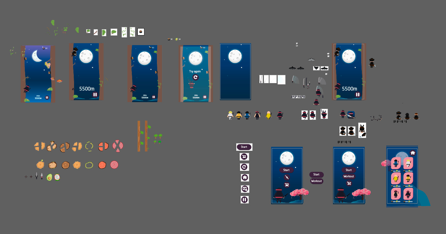 ArtStation - 2d game interface "Ninja runner"