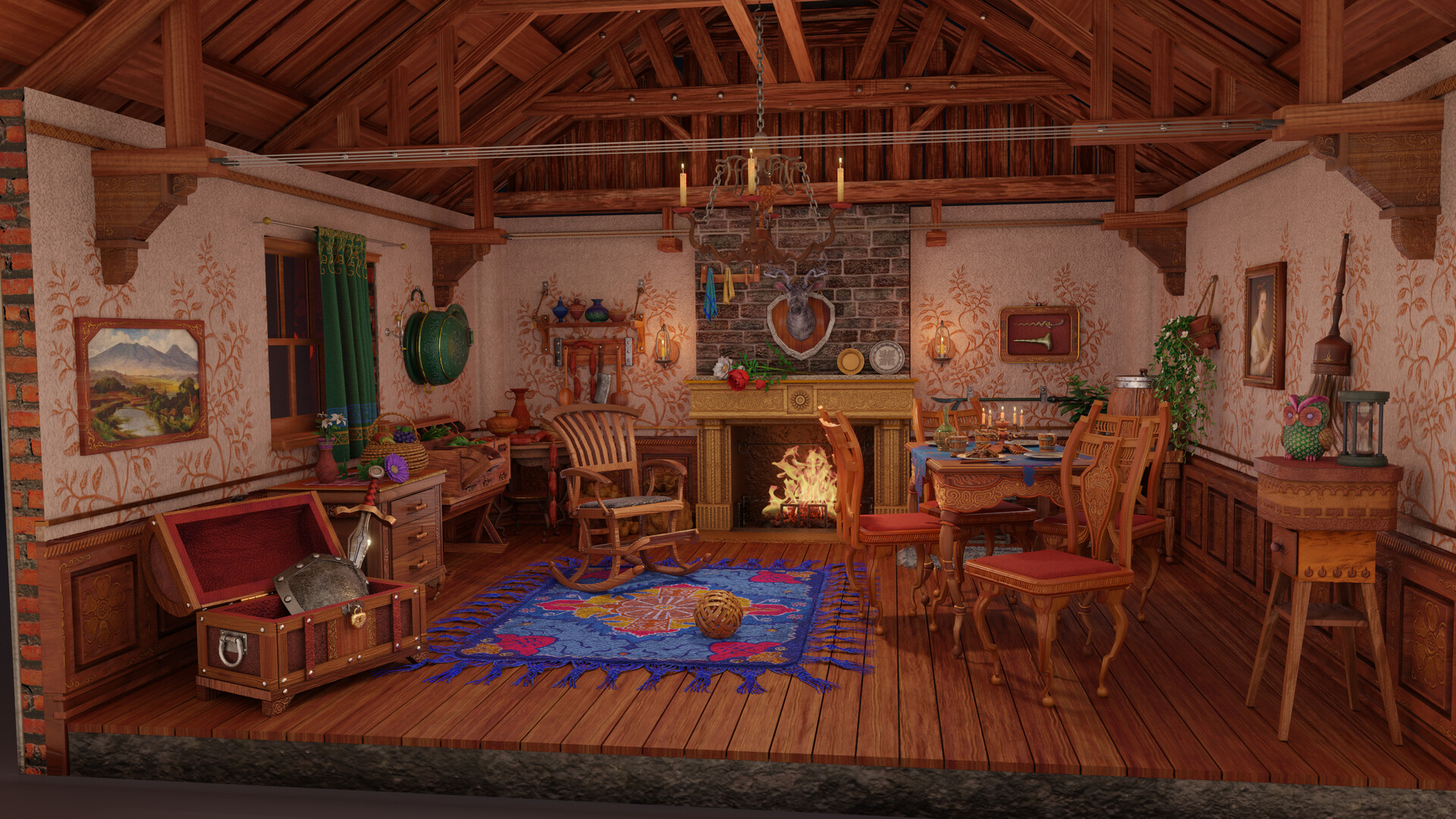 Adyn Haidar - Medieval Dining Room Interior (Blender Cycles)