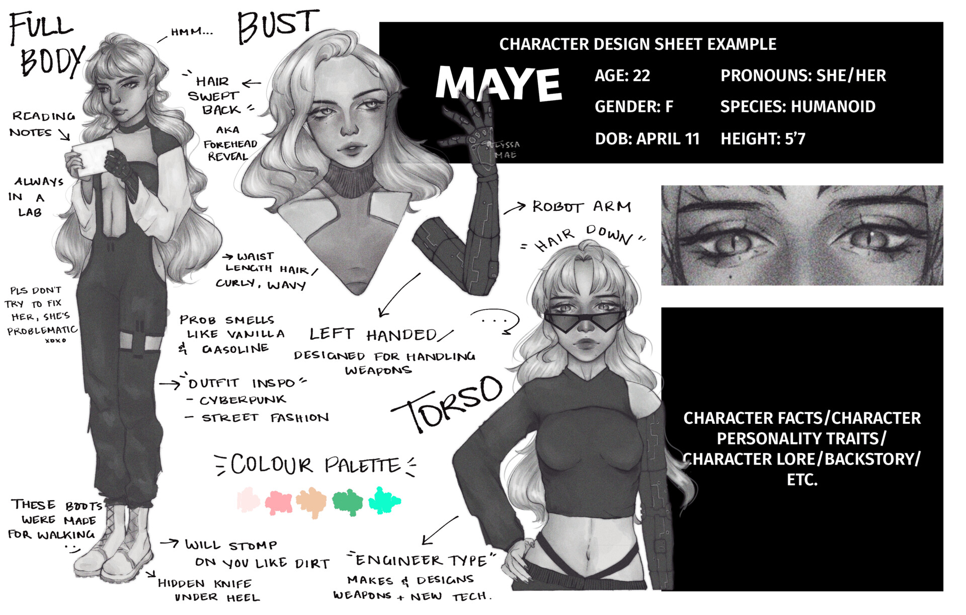 ArtStation - Commissions Open! - Character/Reference Sheet Example