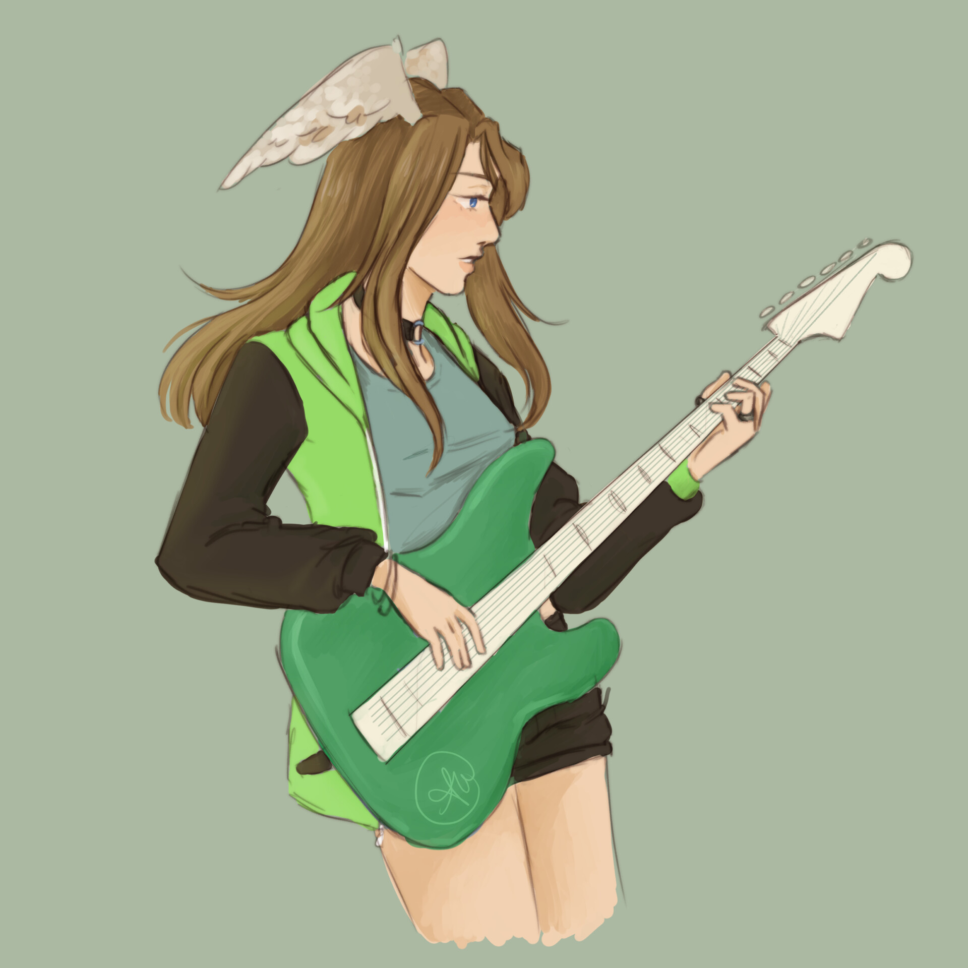 playing guitar drawing reference