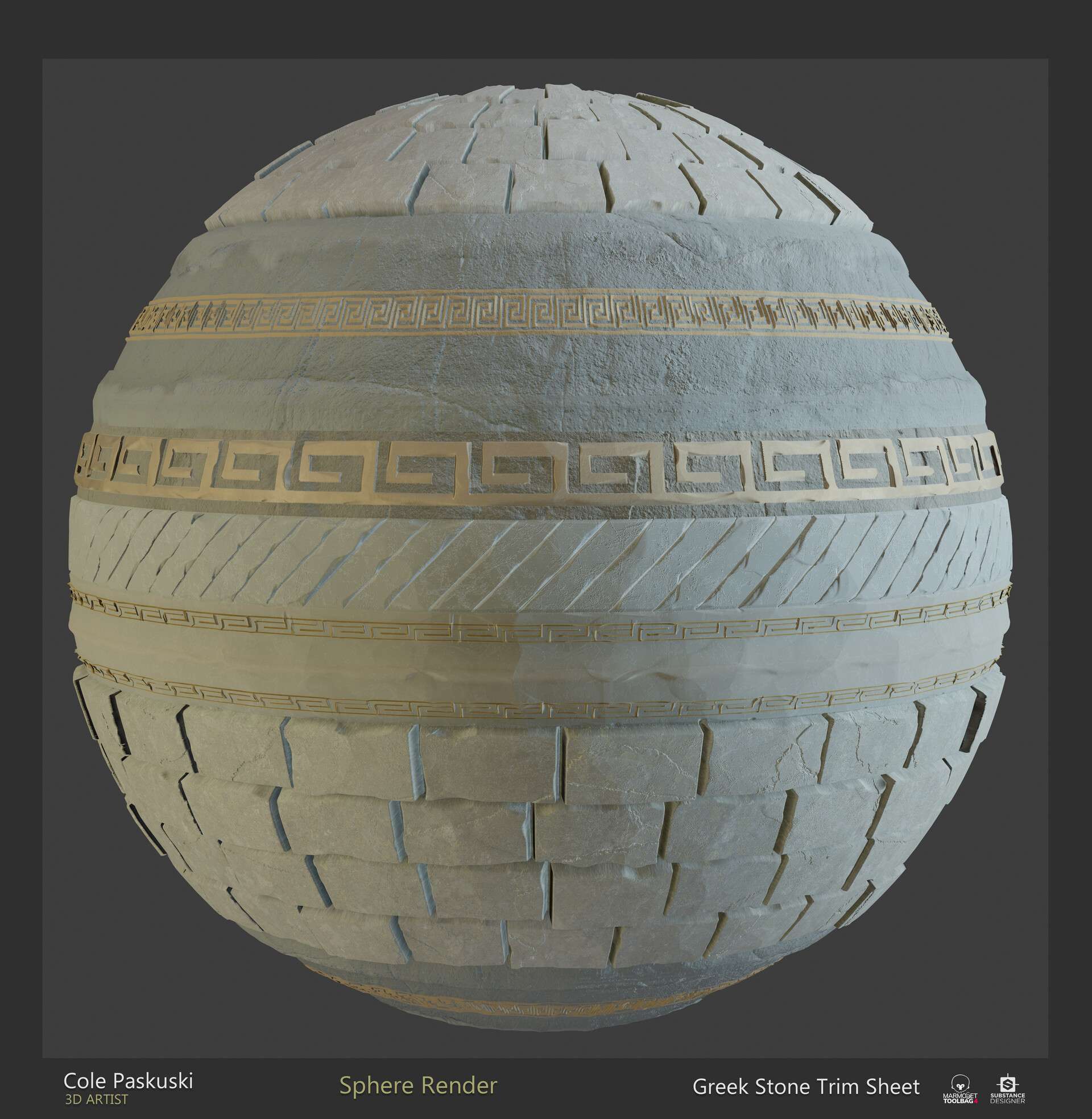Cole Paskuski - Greek Stone Trim Sheet (Substance Designer)